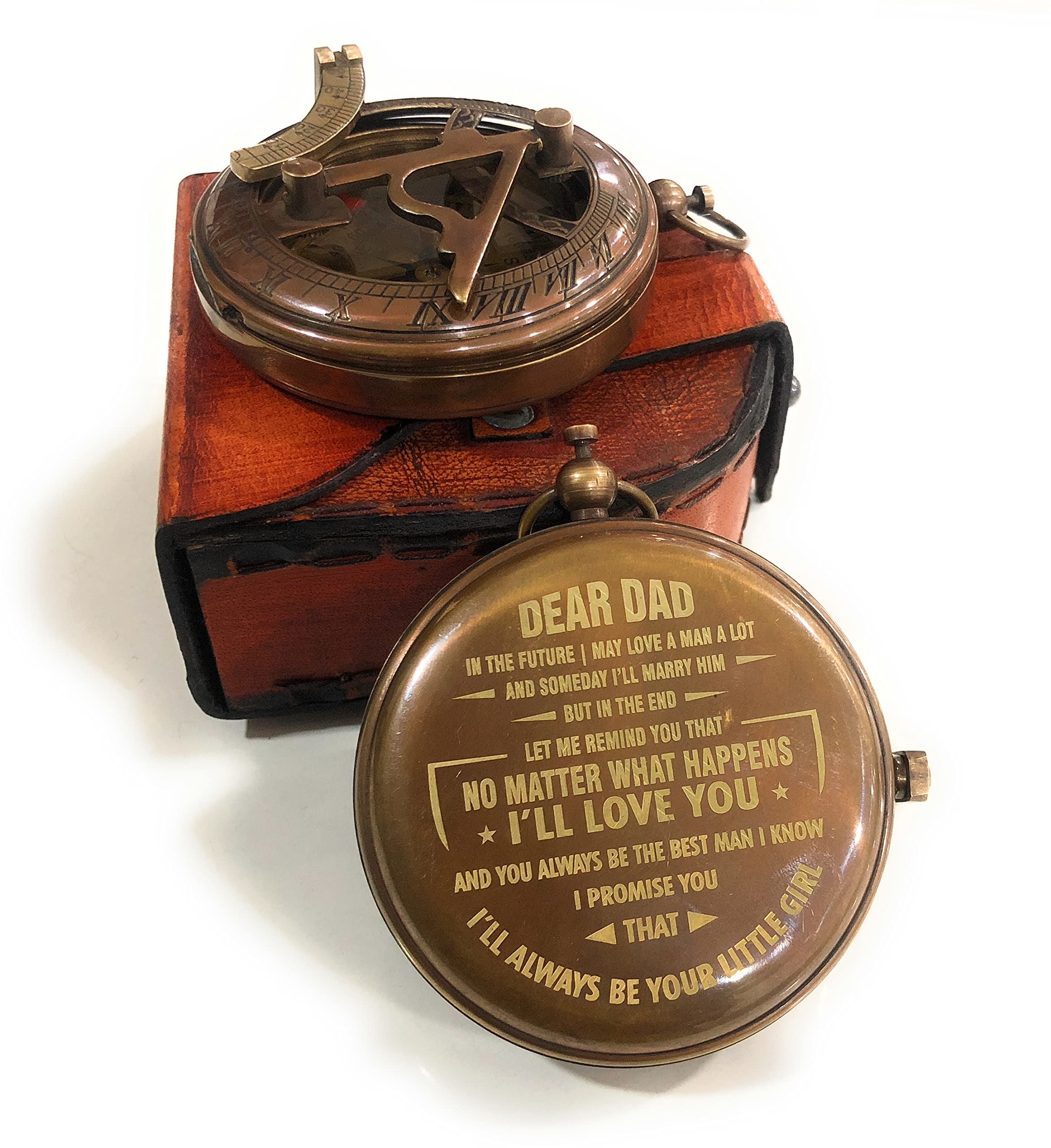 Amazon.com : Dear Dad Compass Personalized Sundial Compass with Case ...