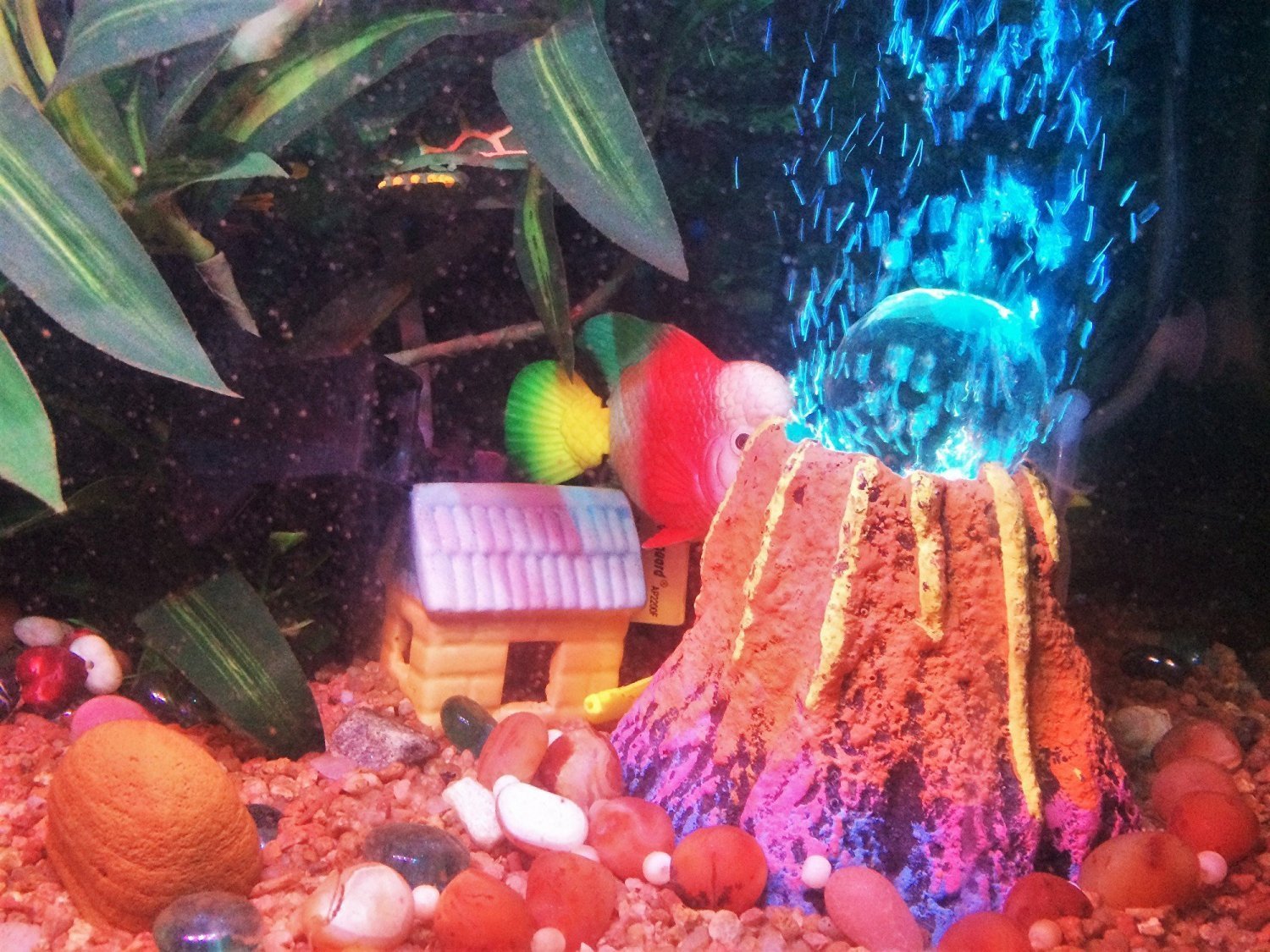 Jainsons Pet Products Submersible Aquarium Volcano with LED, Air Stone ...