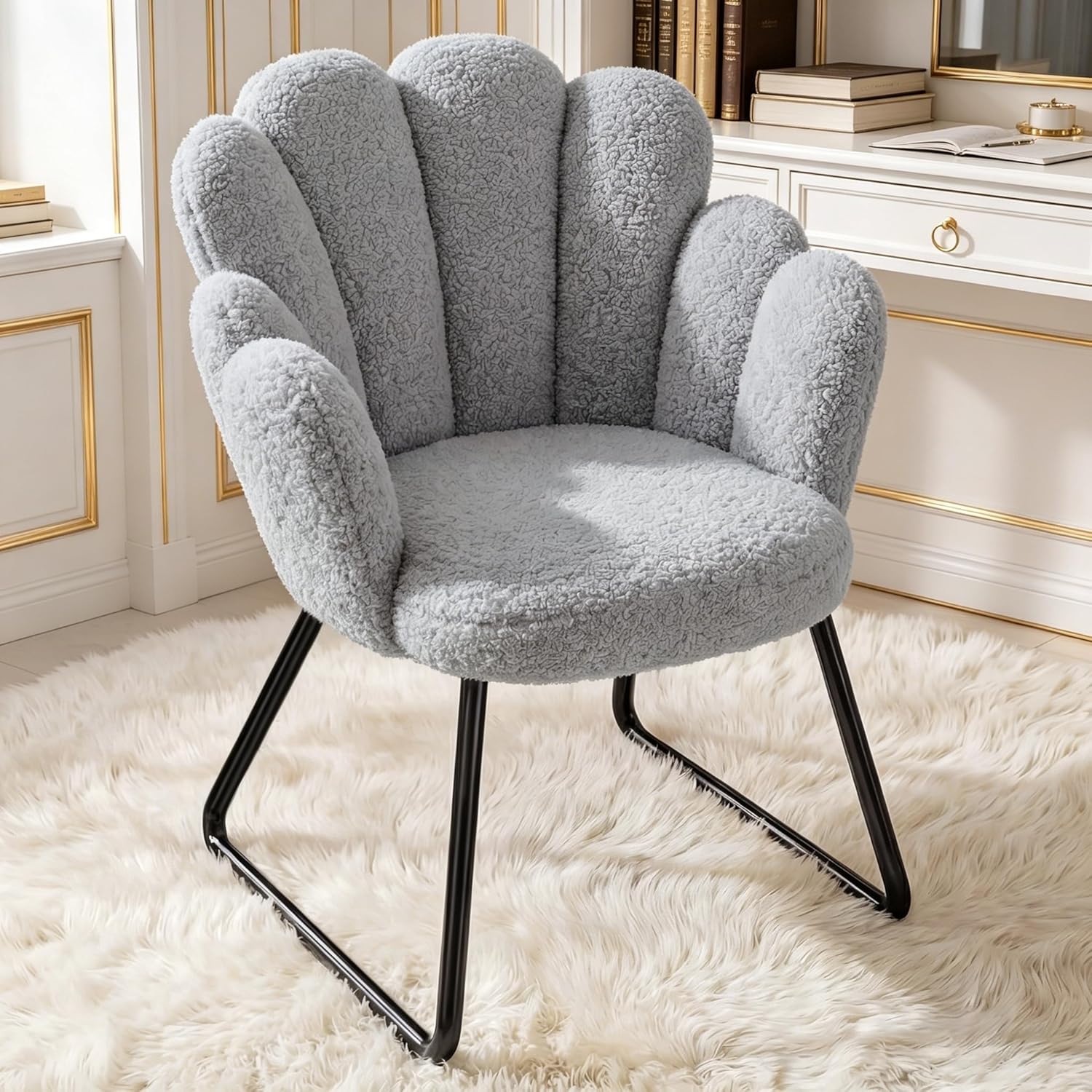 Amazon.com: Homkdom Living Room Chairs, Cute Vanity Chair with Petal ...