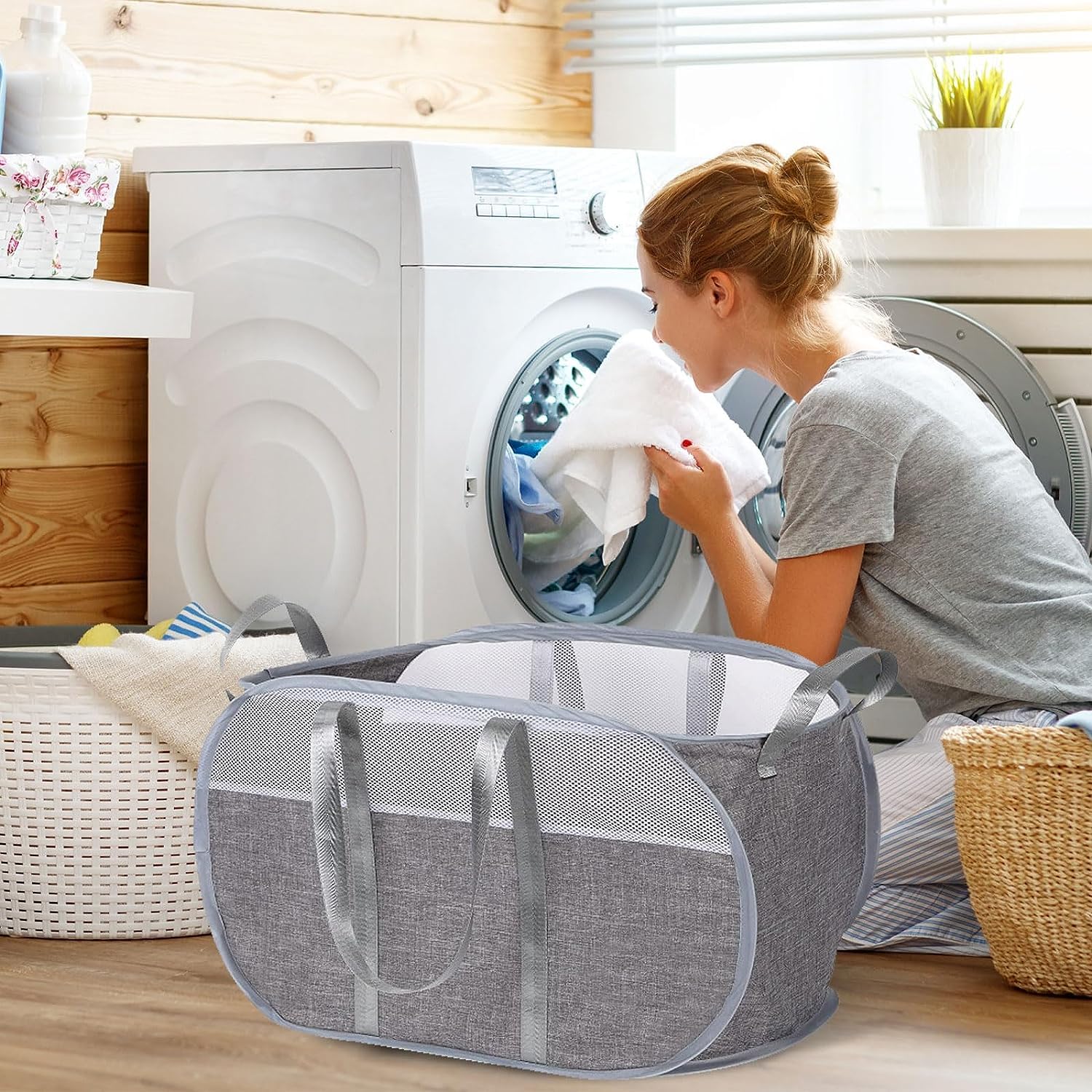 Space Saving Laundry Baskets Collapsible Laundry Basket CleverMade