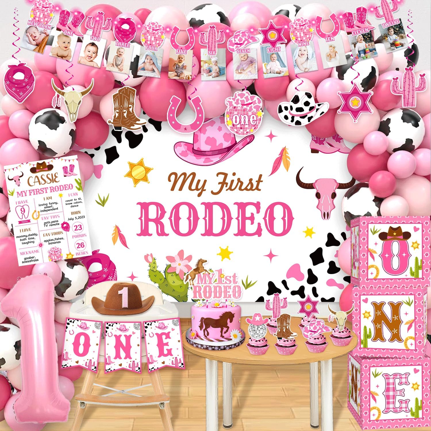 Amazon.com: cocomigo 131Pcs My First Rodeo Decorations Girl, with ...