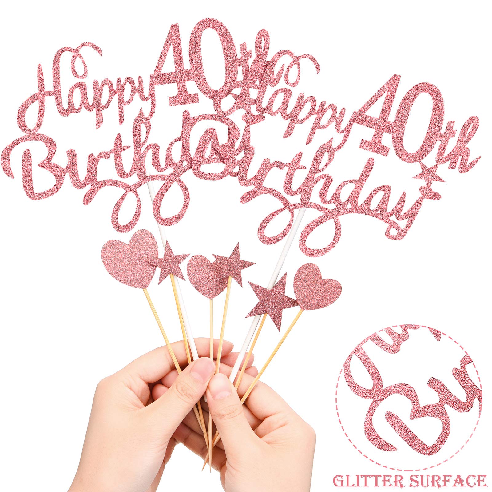 Boao 40th Birthday Cake Topper Set, Happy 40th Birthday Cake Topper ...