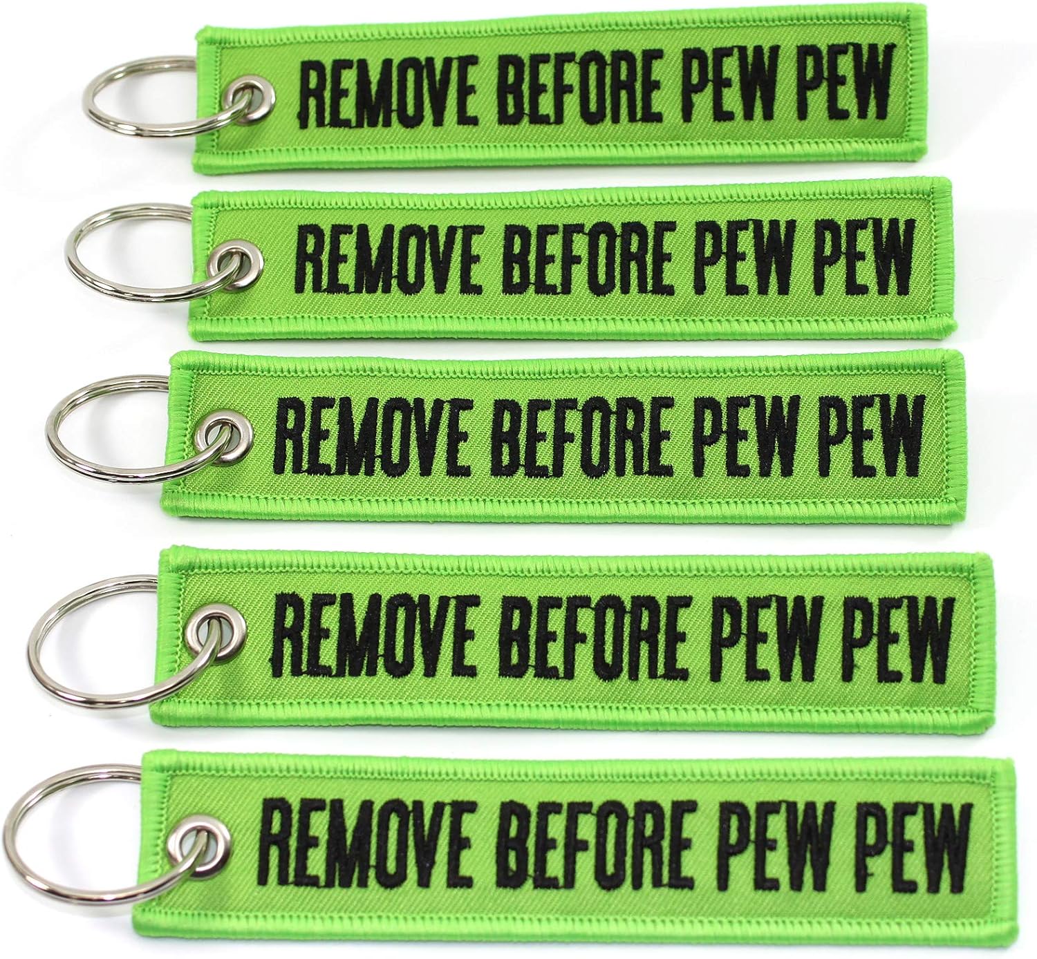Rotary13B1 Remove Before PEW PEW - 5 Pack Key Chains (Lime Green/Black ...