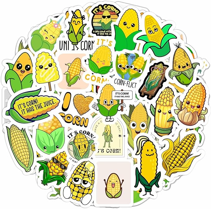 Amazon.com: BulbaCraft Corn Stickers for Water Bottle and Laptop - Corn ...
