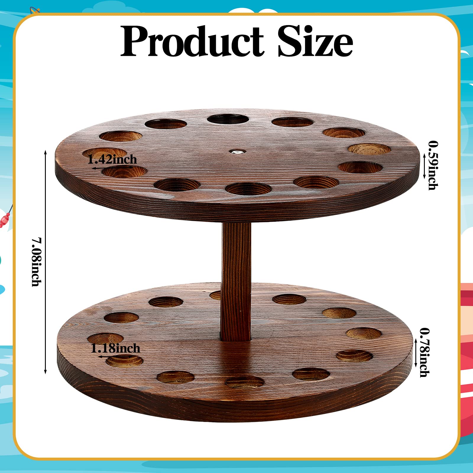 Maitys Vertical Fishing Pole Holders Wood Round Fishing Rod Holders ...