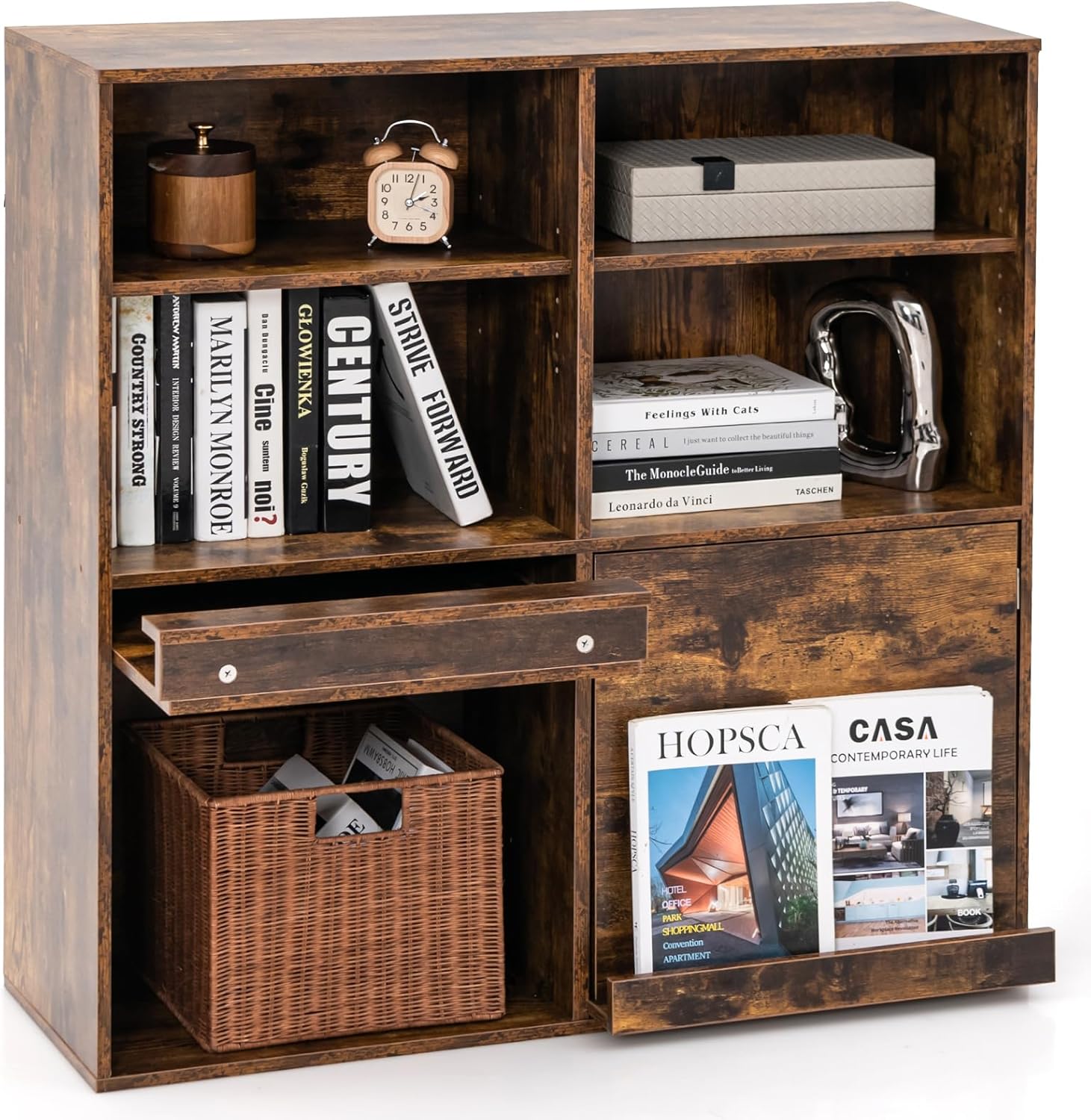 COSTWAY 90cm Cube Bookcase, Wooden Storage Bookshelf Magazine Display ...