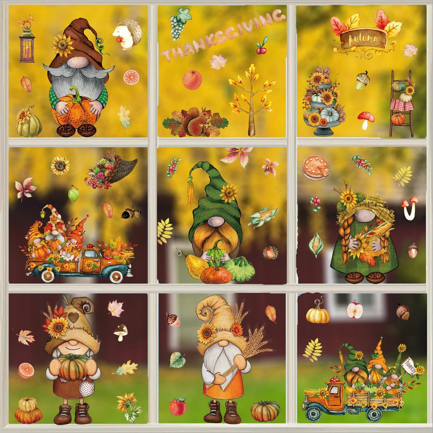 Amazon.com: 9Pcs Thanksgiving Window Clings Fall Window Stickers Autumn ...