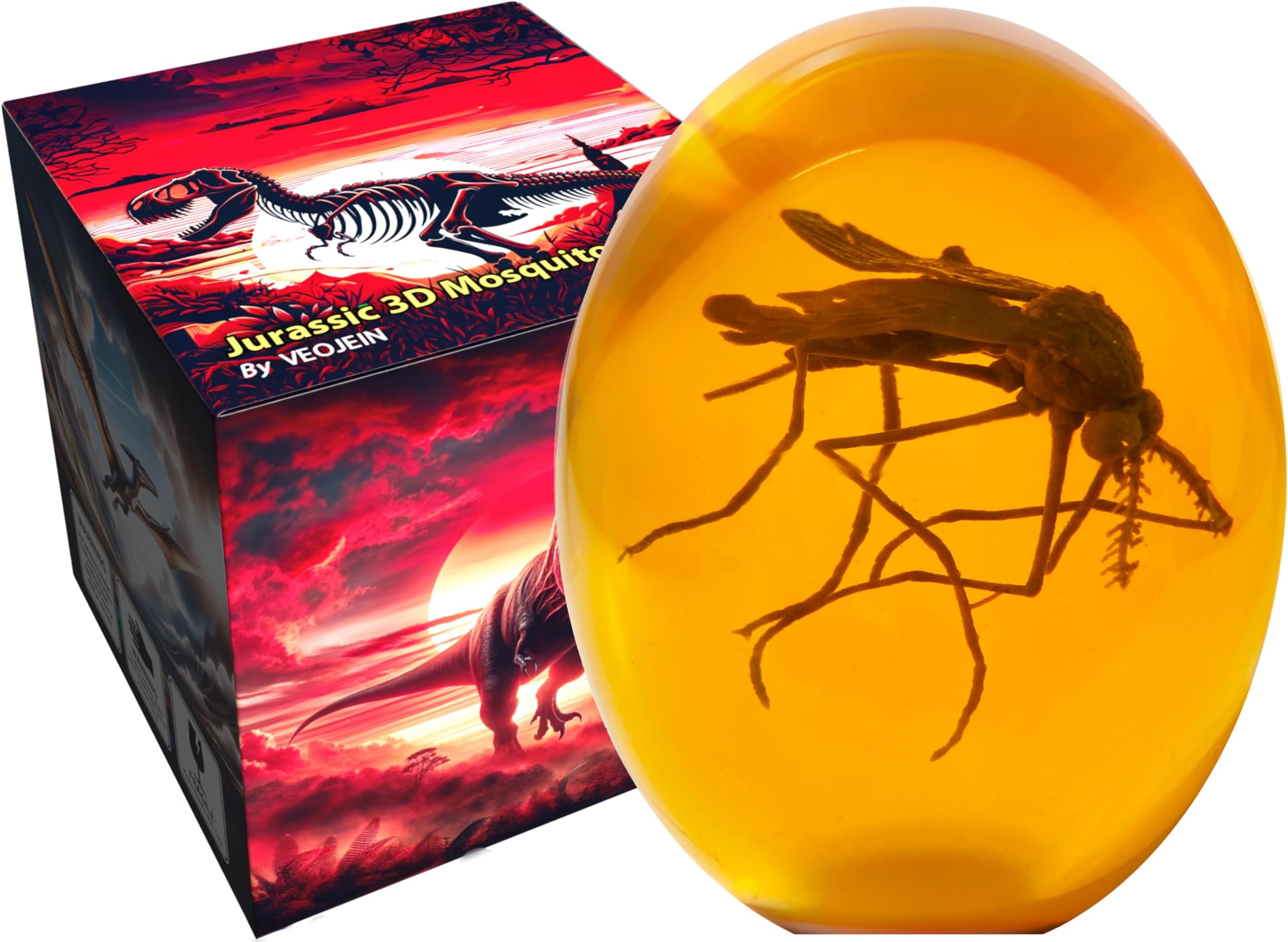Amazon.com: VEOJEIN Mosquito in Amber Fossil Replica Light Paperweight ...