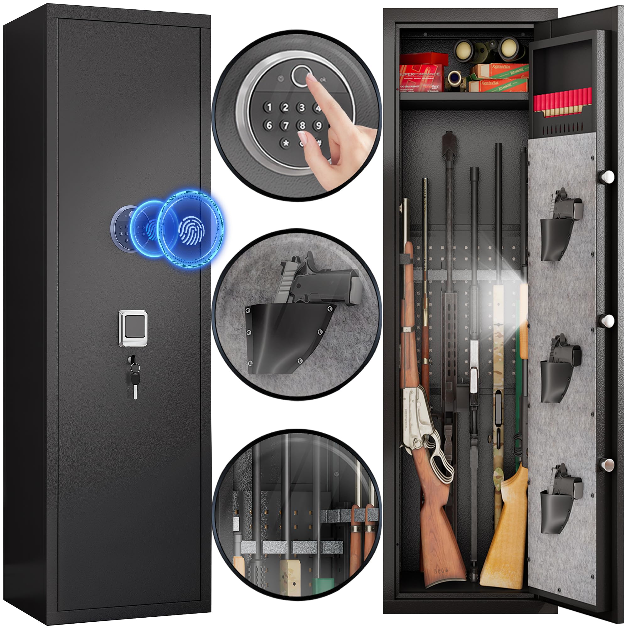 10-15Gun Safe,Home Quick Access Shotguns Pistol Rifle Gun Cabinet,with ...