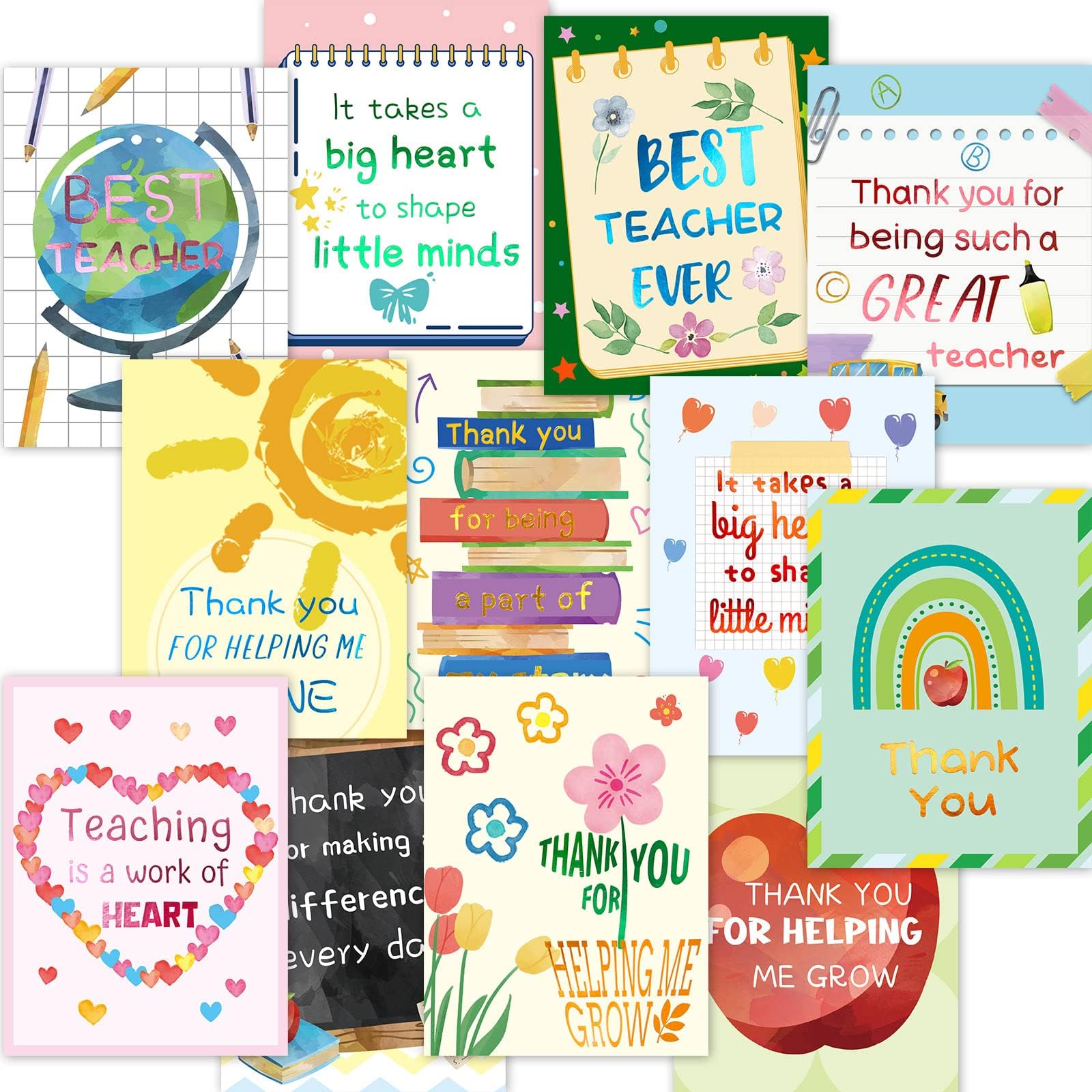 Amazon.com: ceiba tree Teacher Appreciation Cards 24Pcs Thank You Cards ...