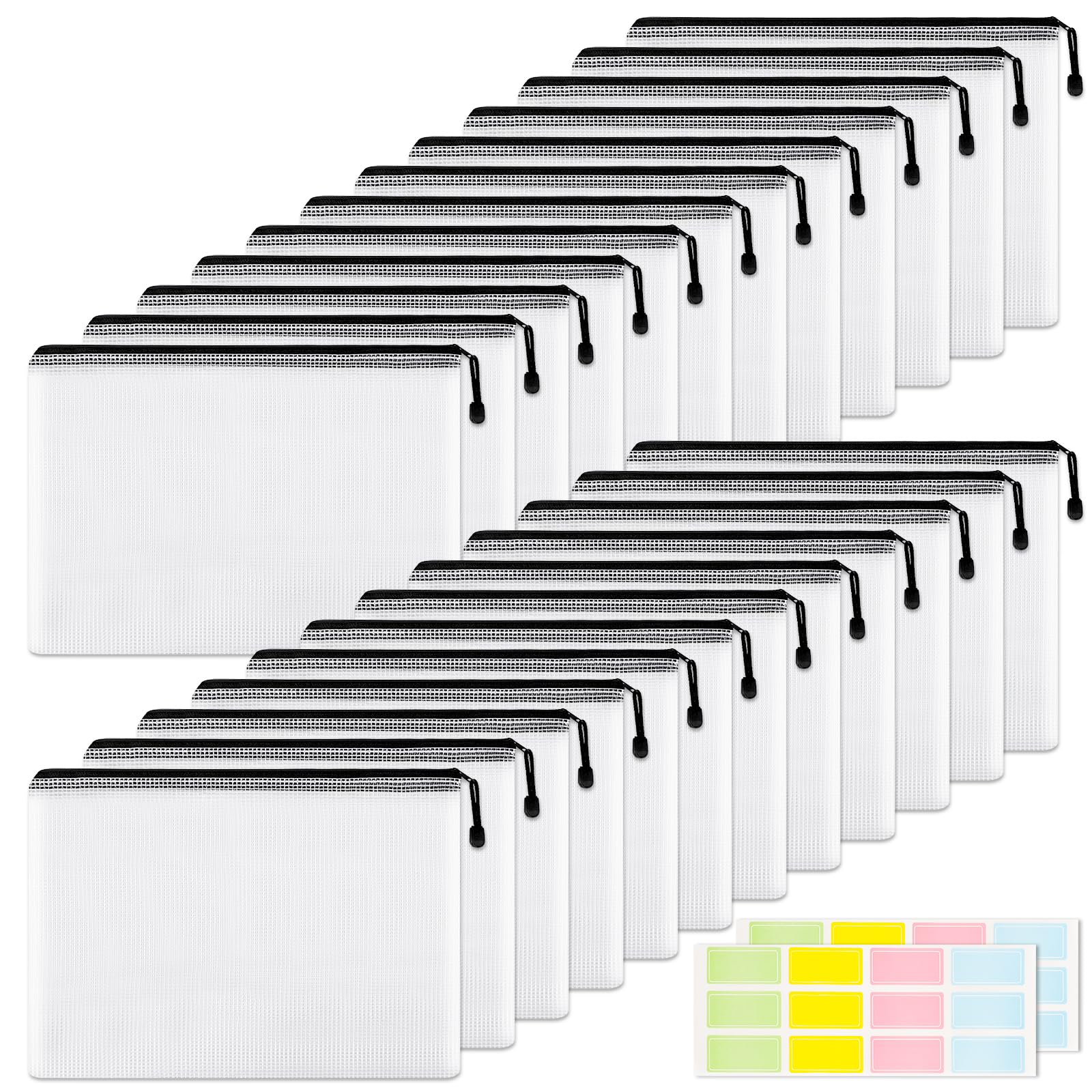 Snapklik.com : 24pcs B4 Mesh Zipper Pouch Bags, Black Zipper Bags For ...