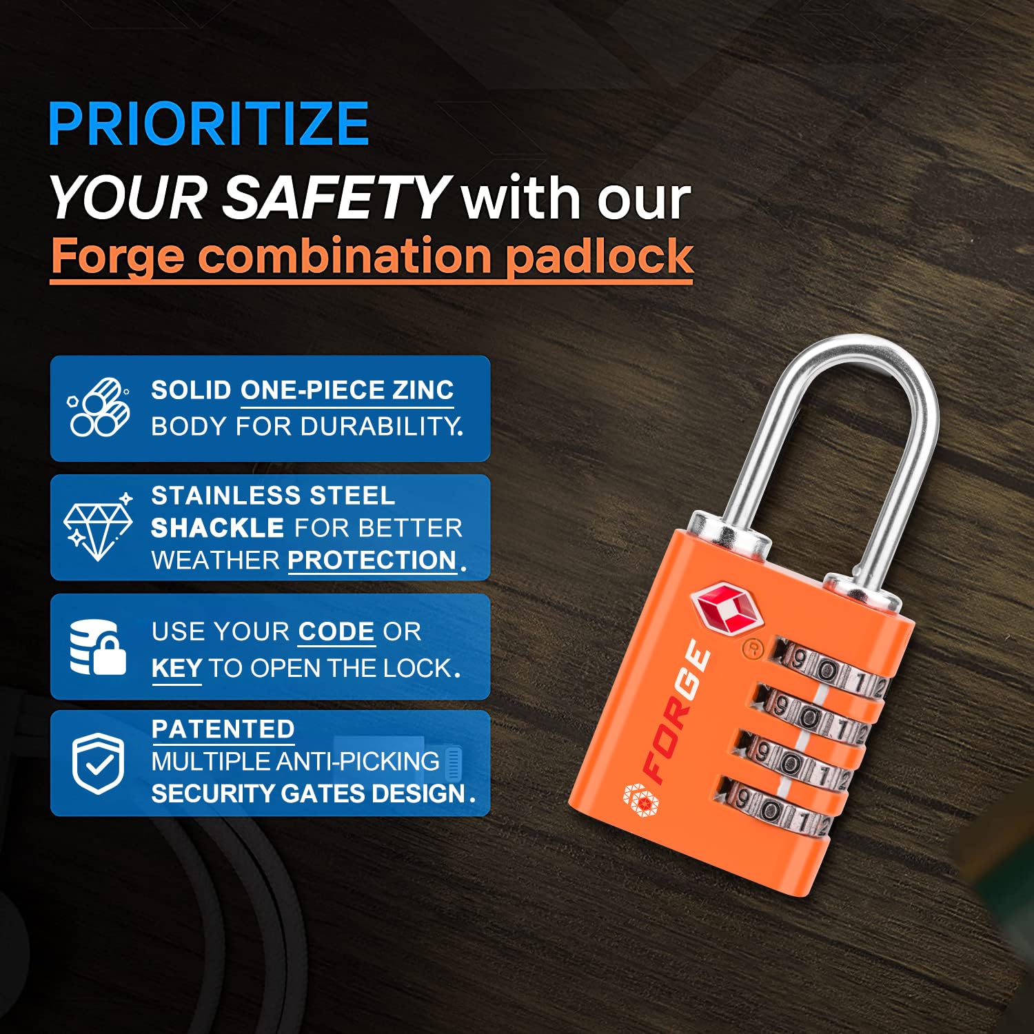 Snapklik.com : Forge Dual-Opening: Key Or Combination Access Lock, TSA ...