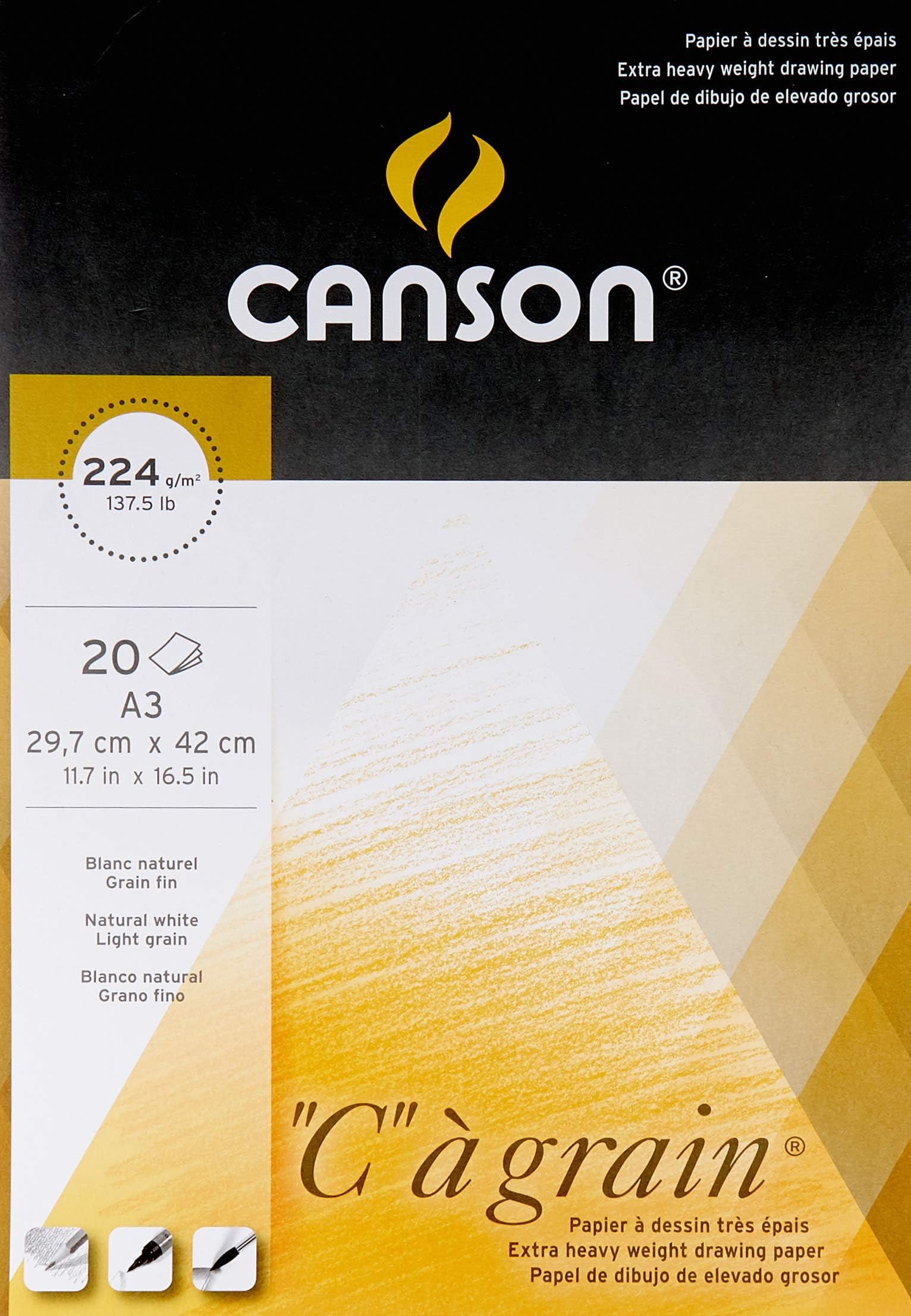 Amazon.com: Canson C a Grain 224gsm Heavyweight Drawing Paper, fine ...