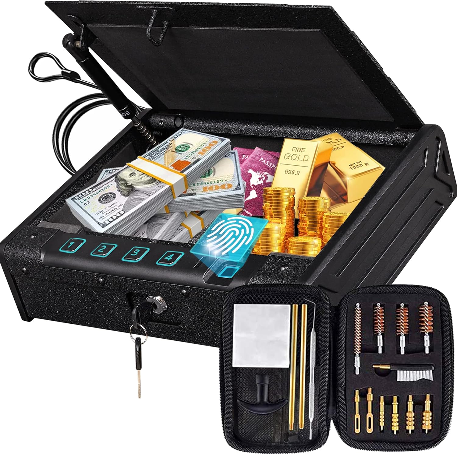 Amazon.com: Biometric Gun Safe for 2 Pistols, Quick Access Fingerprint ...