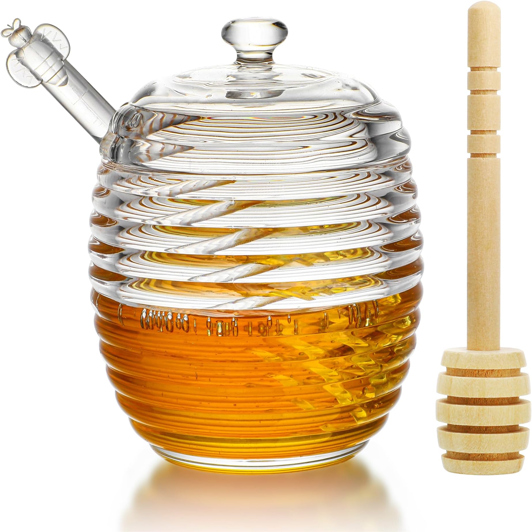 Amazon.com: Mkono Honey Dispenser Glass Honey Jar with Dipper and Lid ...