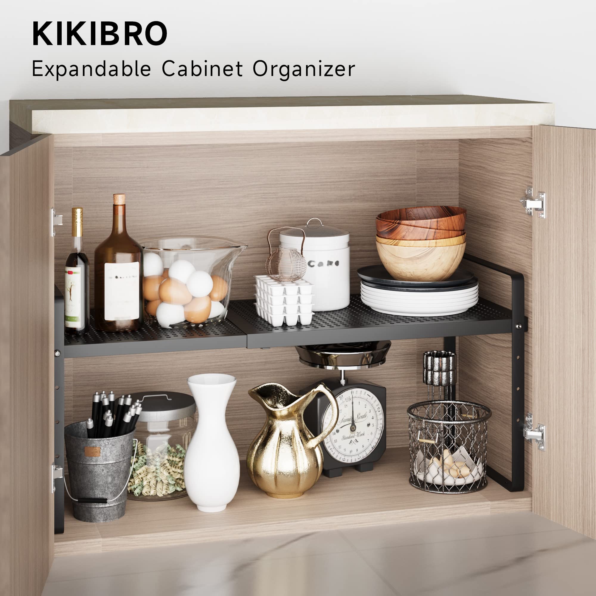 KIKIBRO Expandable Stack-up Rack Counter Organizer Spice Cabinet Pantry ...