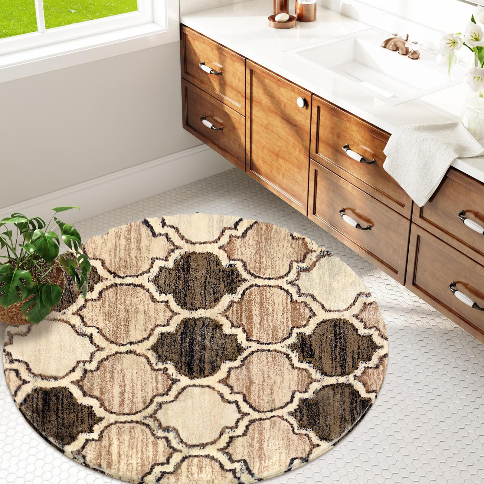 Amazon.com: Lahome Moroccan Round Rug - 3x3 Washable Round Area Rug Non ...