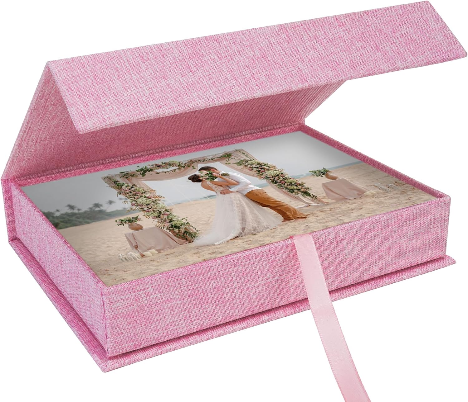 Amazon.com: Hiwhy Photo Storage Box 5x7, Linen Photo Box, Memory Box ...