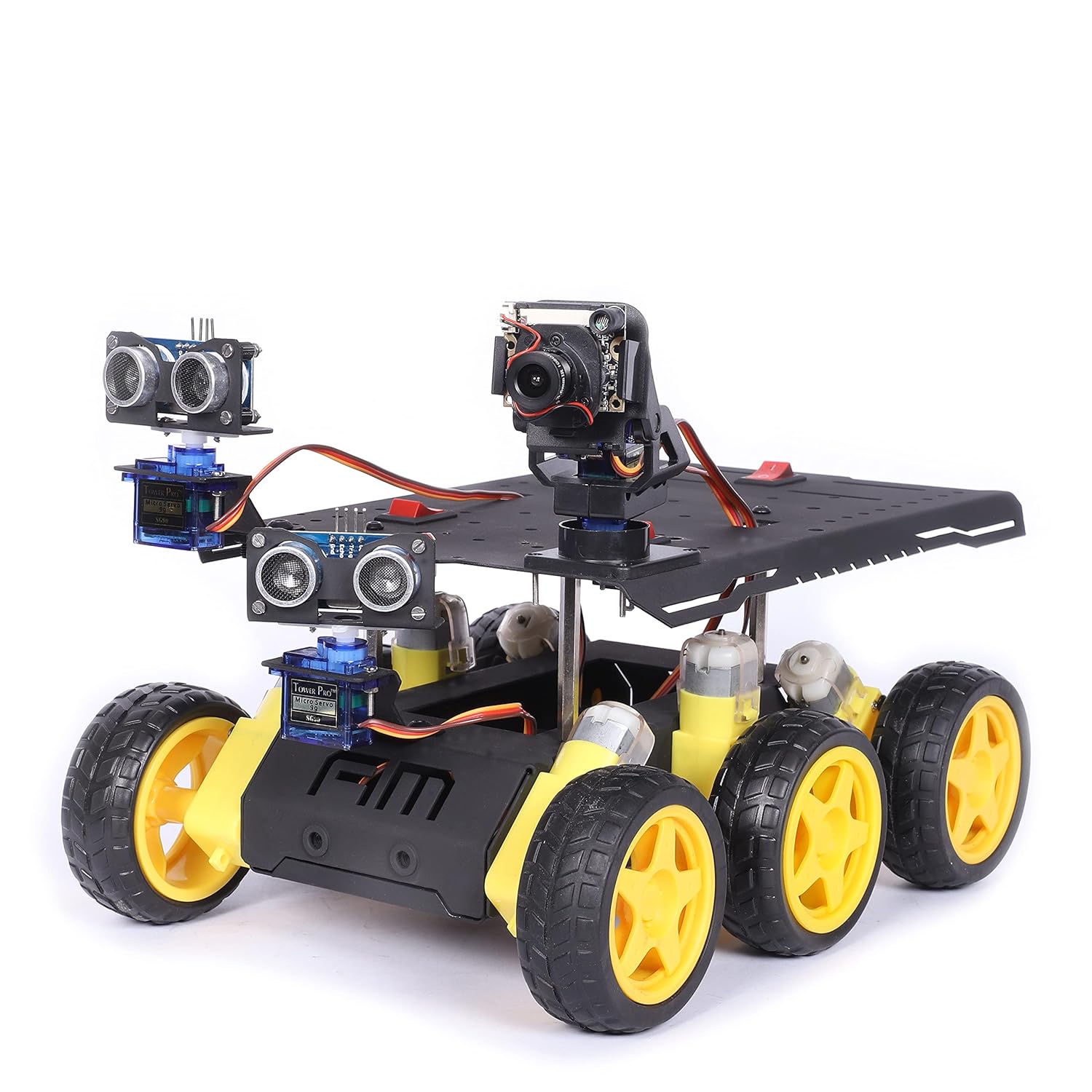 AM ROBOTICS Metal 6 Wheel Drive Chassis with Pan Tilt for DIY Robotics ...