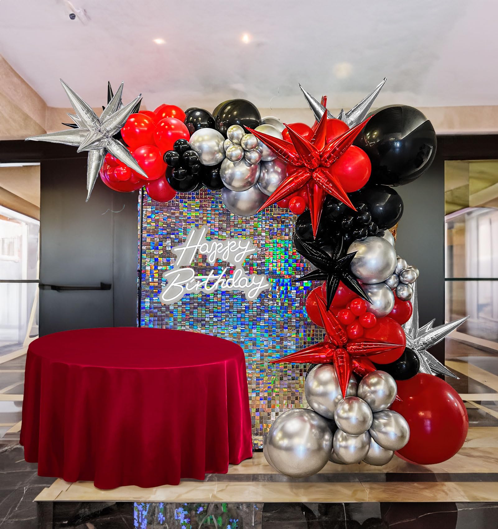 Amazon.com: yeewaka black and red silver balloon garland arch kit ...