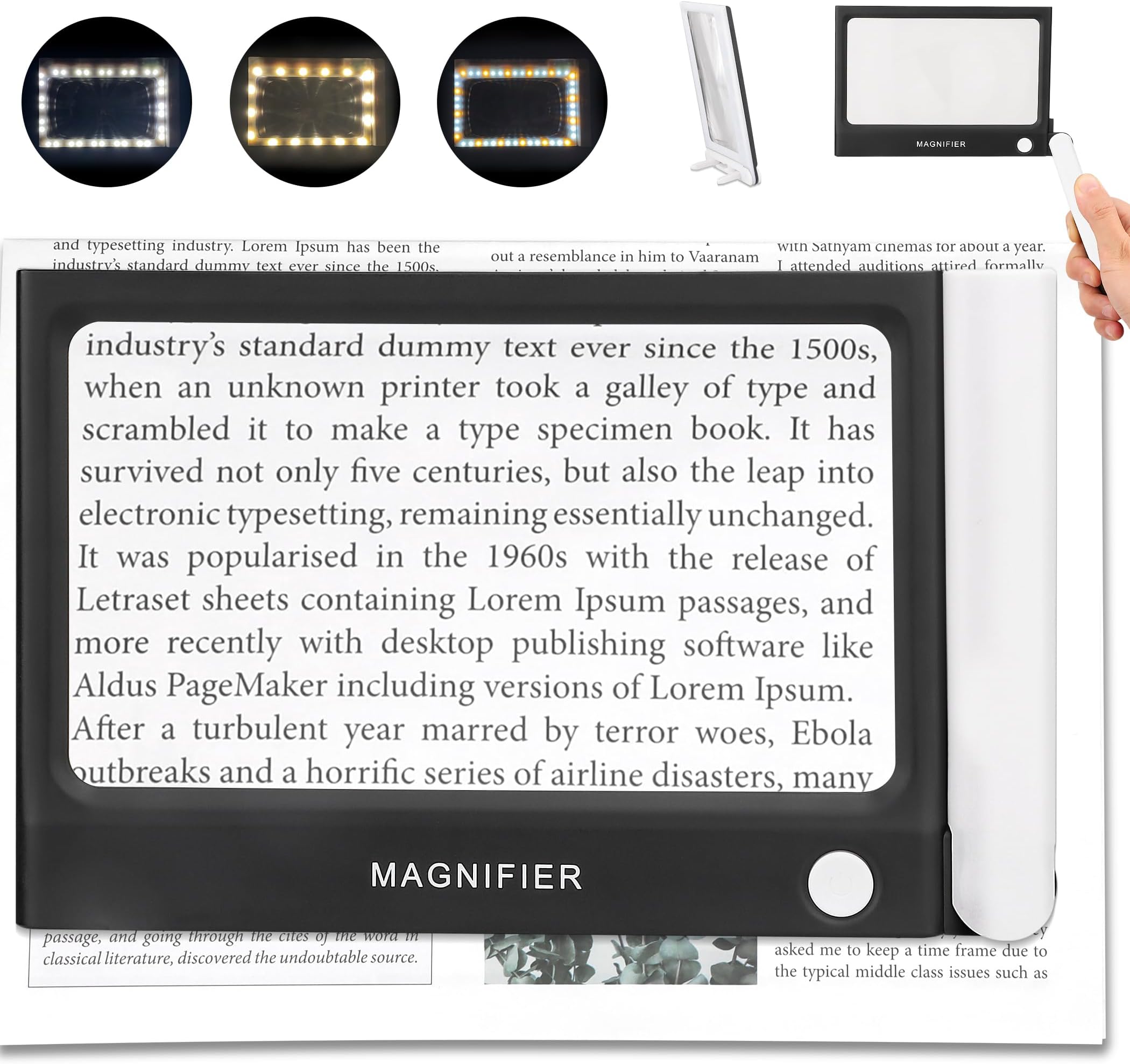 Amazon.com: Folding Handheld Magnifying Glass with Light, 3X Large ...