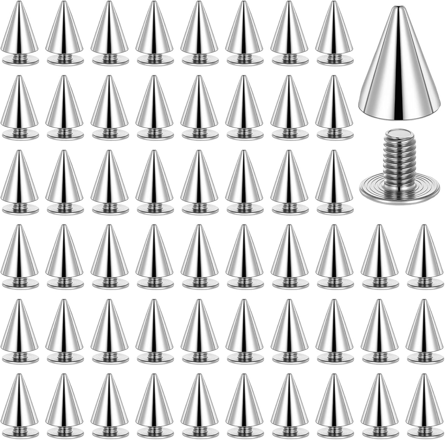Amazon.com: LXUEJIE 100 Pairs Cone Spikes Screwback Studs, Metal Punk ...