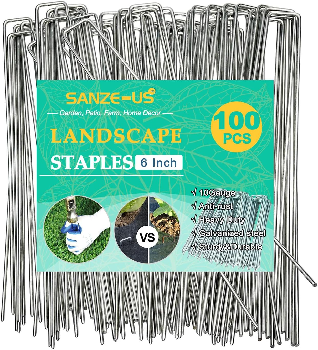 Amazon.com : 100 Pcs Circle Top Landscape Pins Bulk Garden Landscape ...