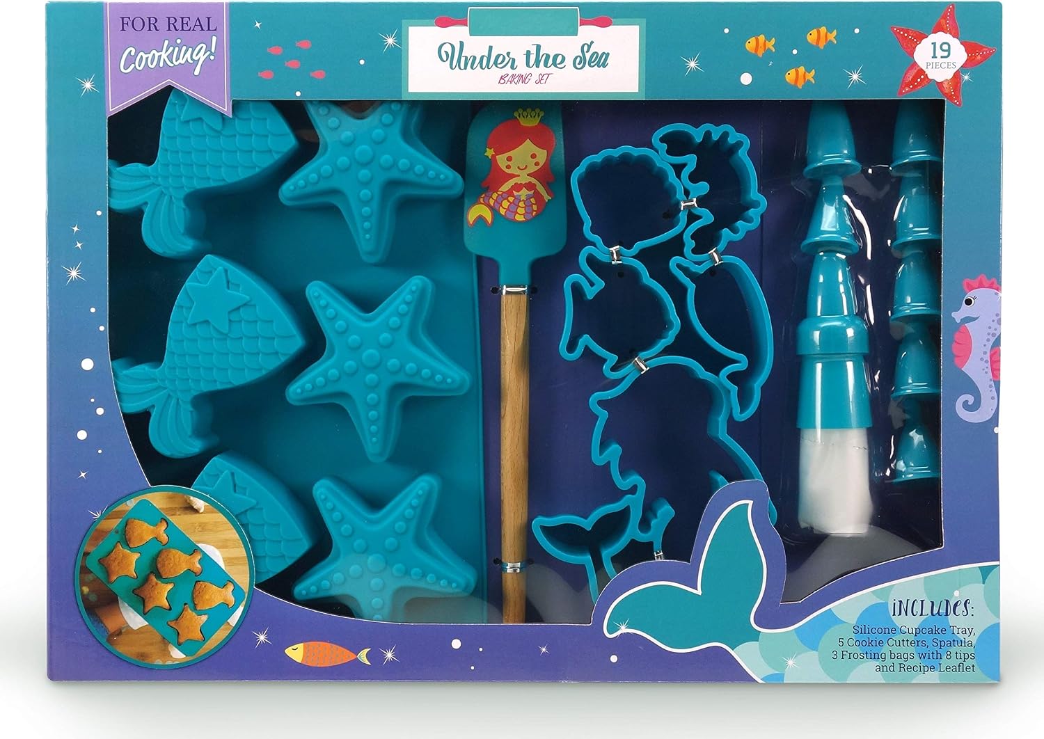 Amazon.com: Handstand Kids 19-piece Mermaid Baking Set with Recipes for ...