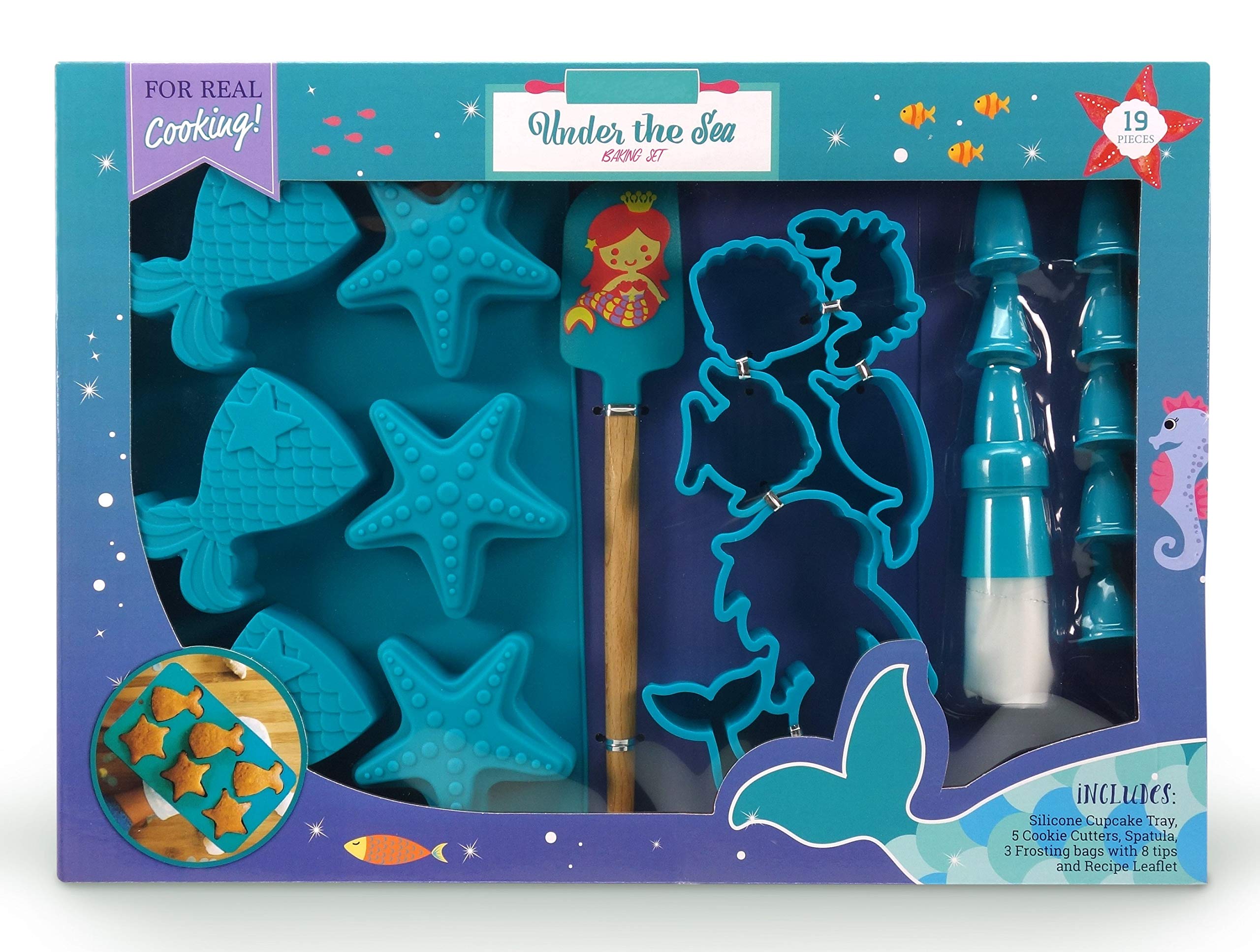 Amazon.com: Handstand Kids 19-Piece Mermaid Baking Set with Recipes for ...