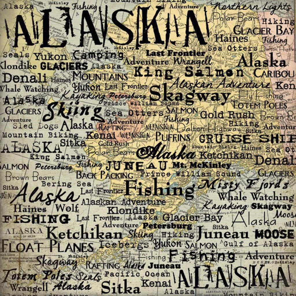 Amazon.com: Scrapbook Customs 34291 Alaska Map 12 x 12 Scrapbook Paper ...