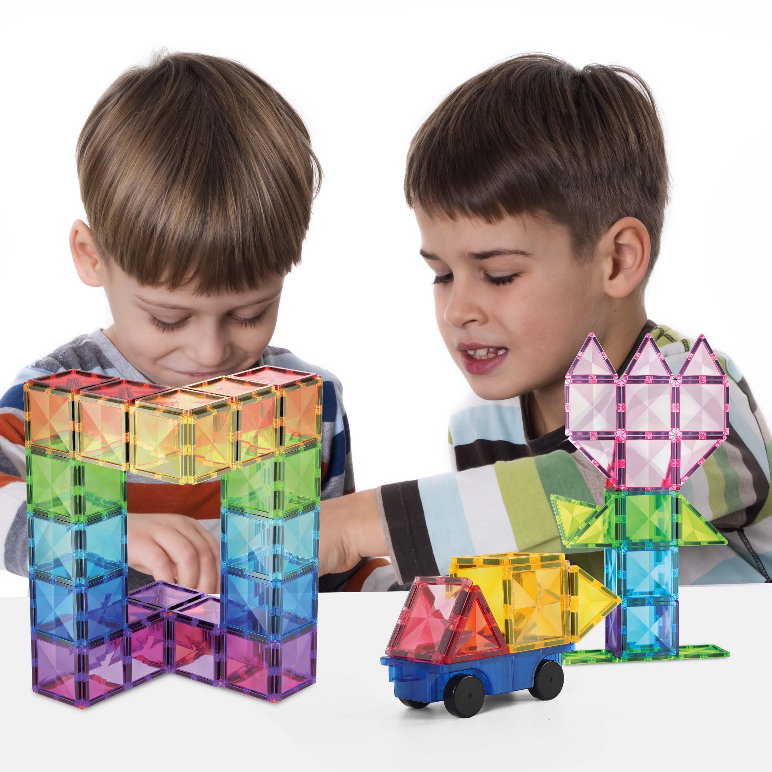 Snapklik.com : 80 Pieces Magnetic Building Tiles Magnet Toys Diamond ...