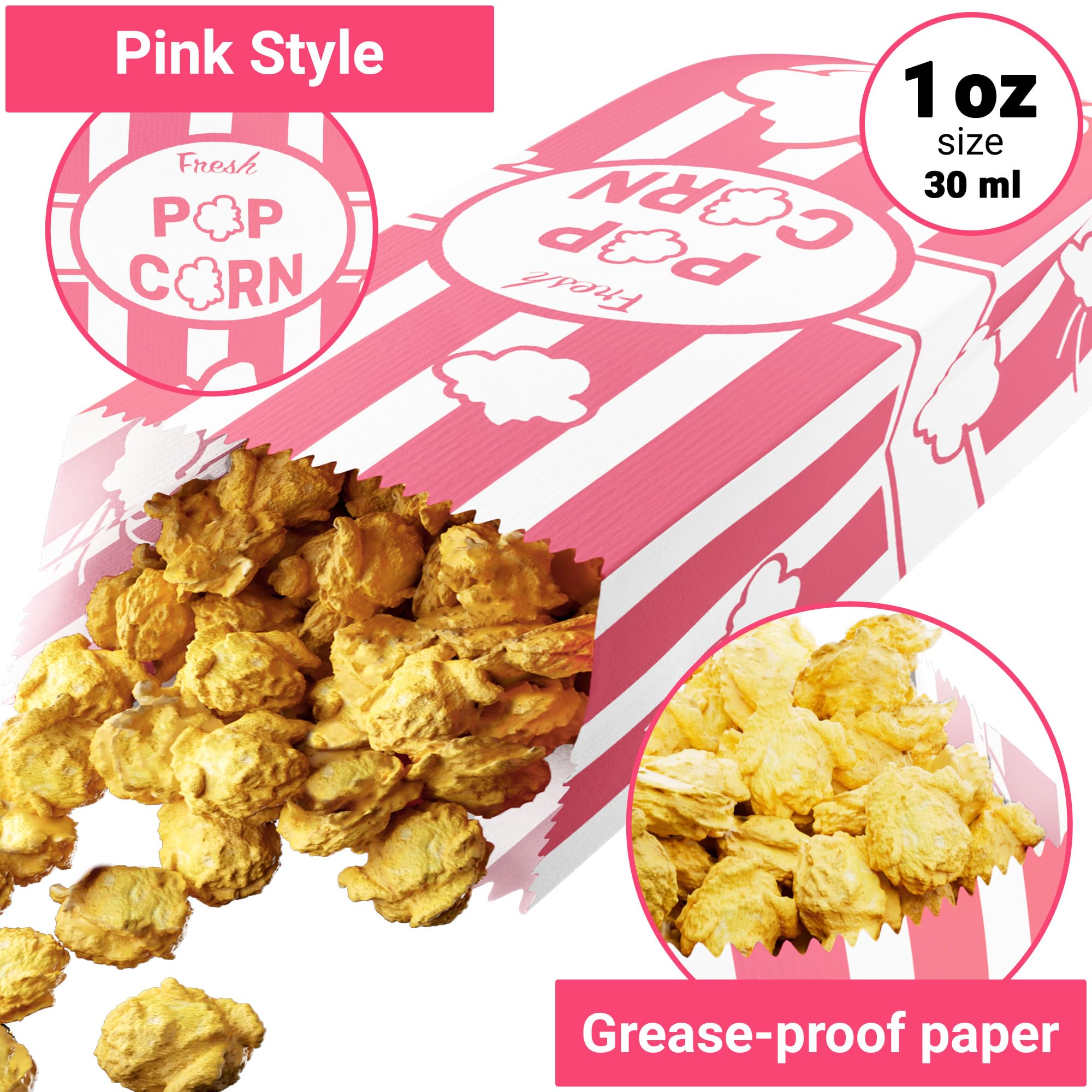 Snapklik.com : CUSINIUM 1oz Pink Paper Popcorn Bags