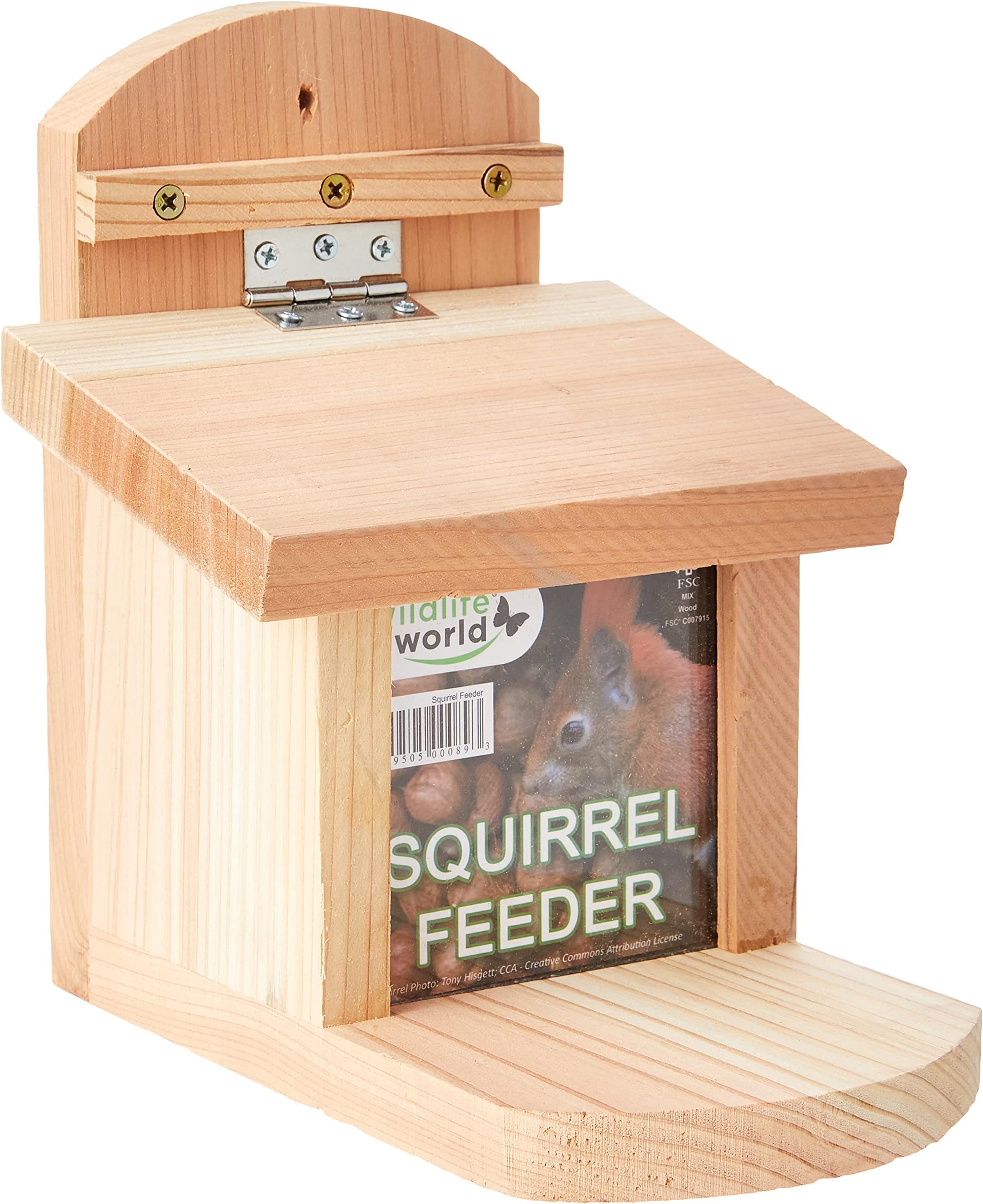 Wildlife World Wooden Squirrel Feeder and Feeding Box with Lift-Up Lid ...