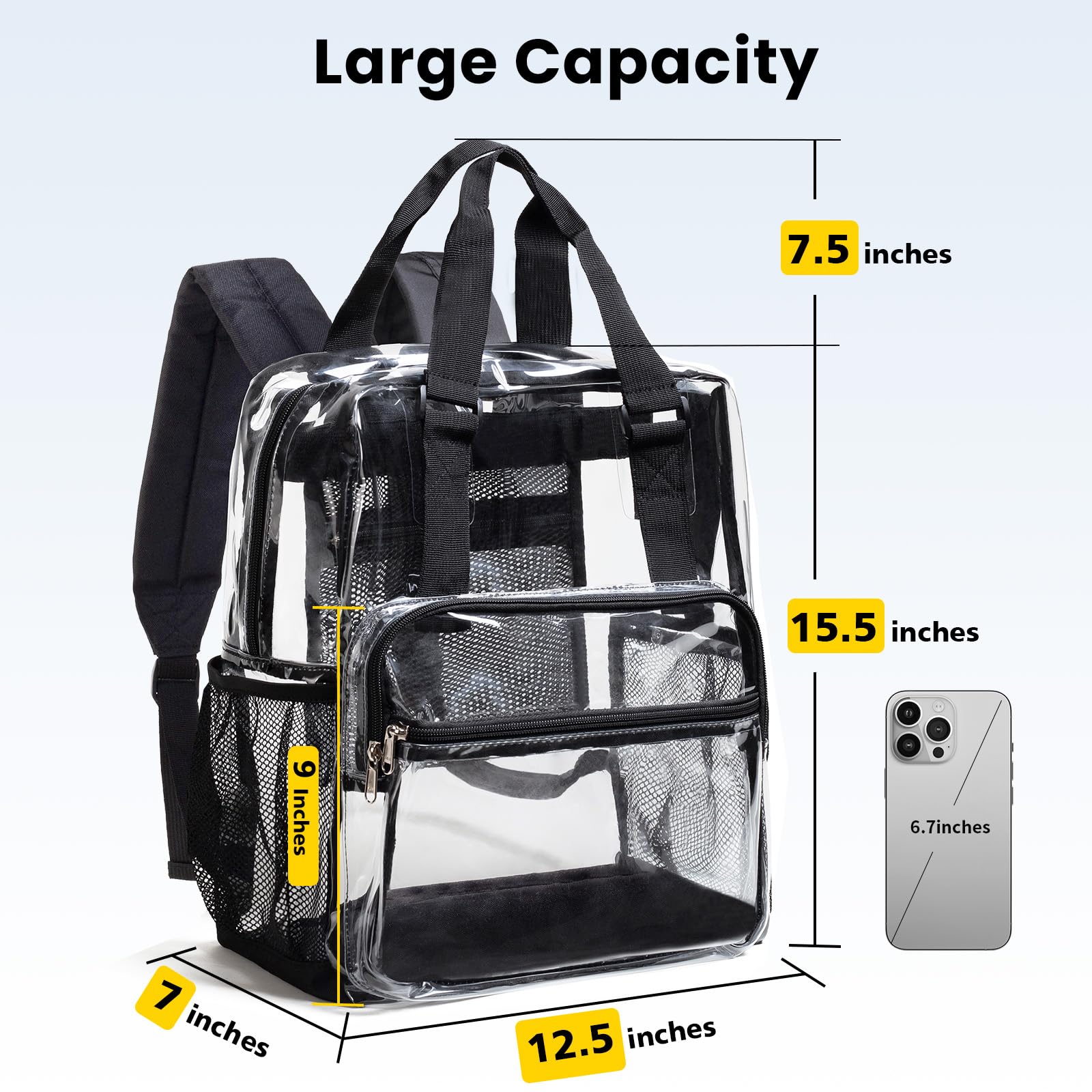 Snapklik.com : Vorspack Clear Backpack Heavy Duty - Large Clear Book Bag