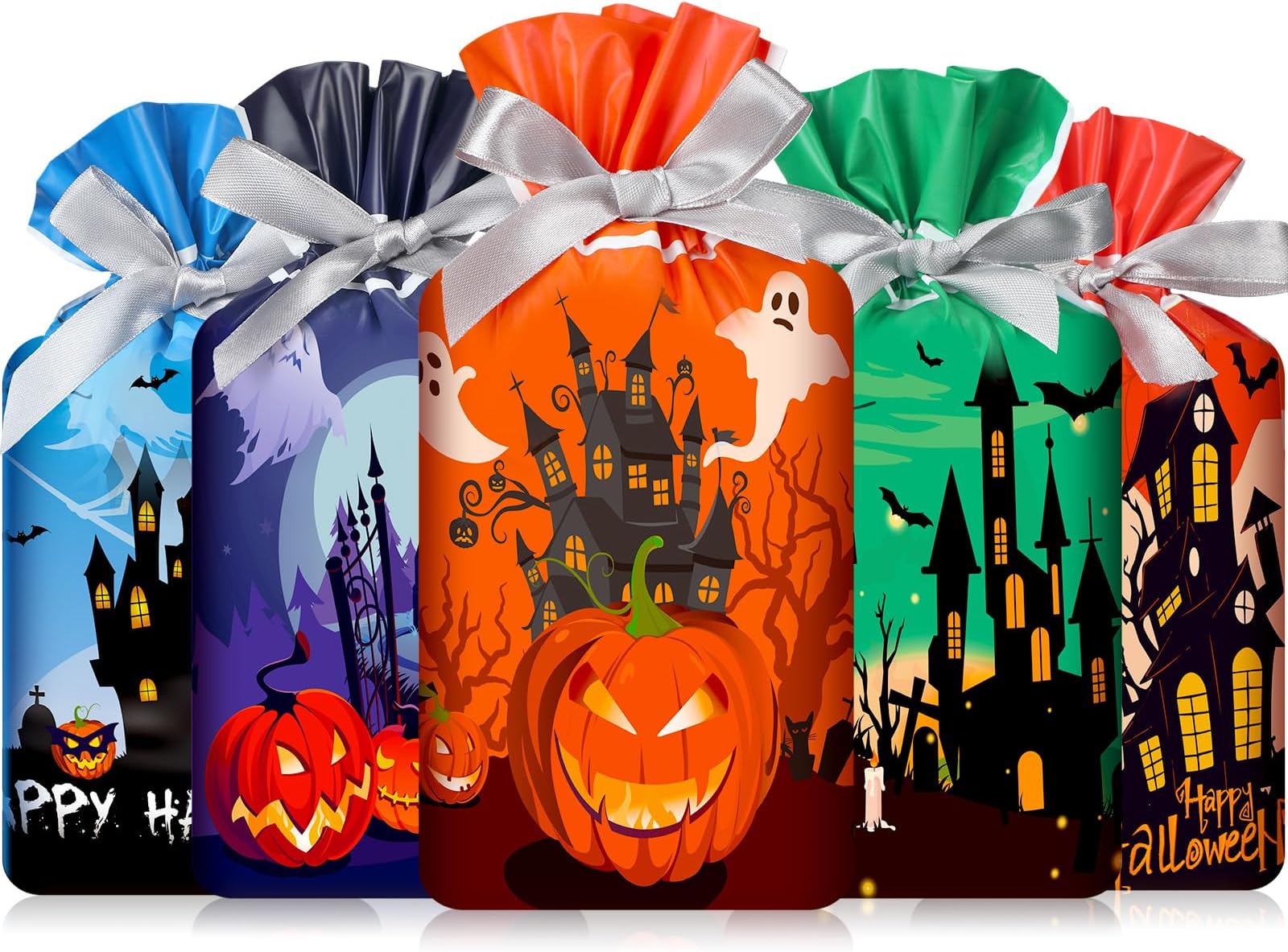 Amazon.com: Aliceset 50 Pcs Halloween Drawstring Treat Bags Bulk Happy ...
