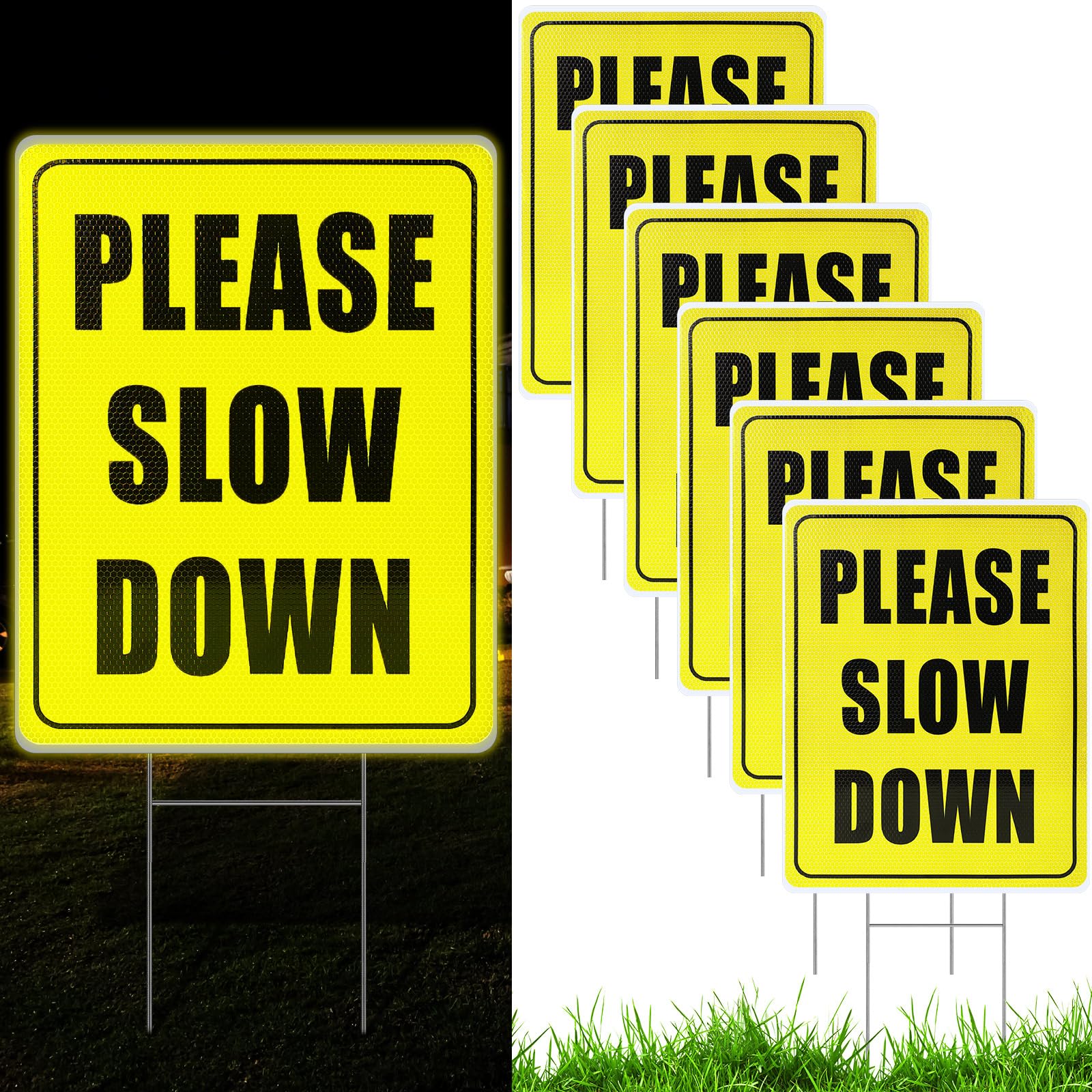 Amazon.com : Thyle 6 Pcs Reflective Please Slow Down Signs for ...