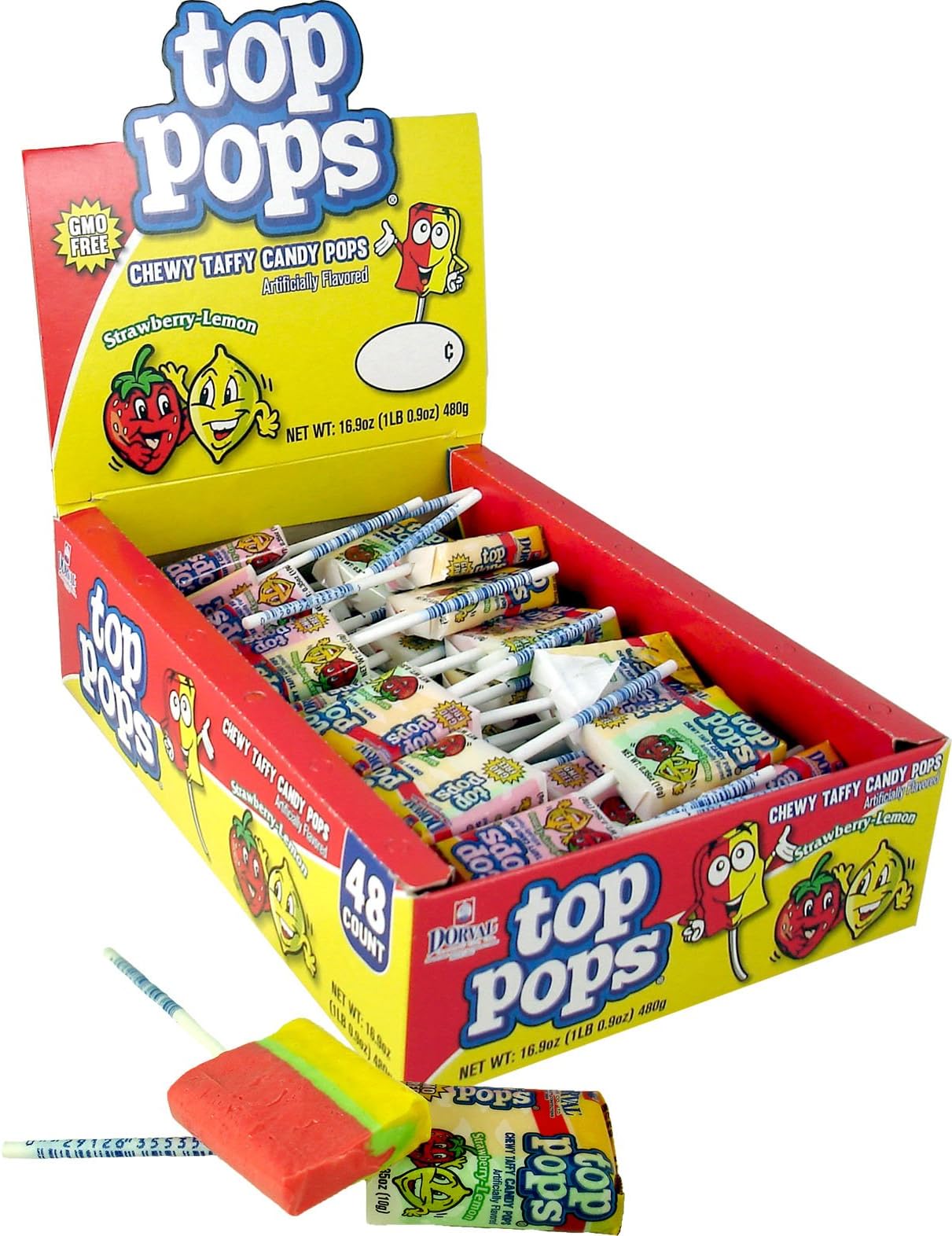 Amazon.com: Top Pops Chewy Taffy Pops, Strawberry/Lemon, 16.9 Ounce
