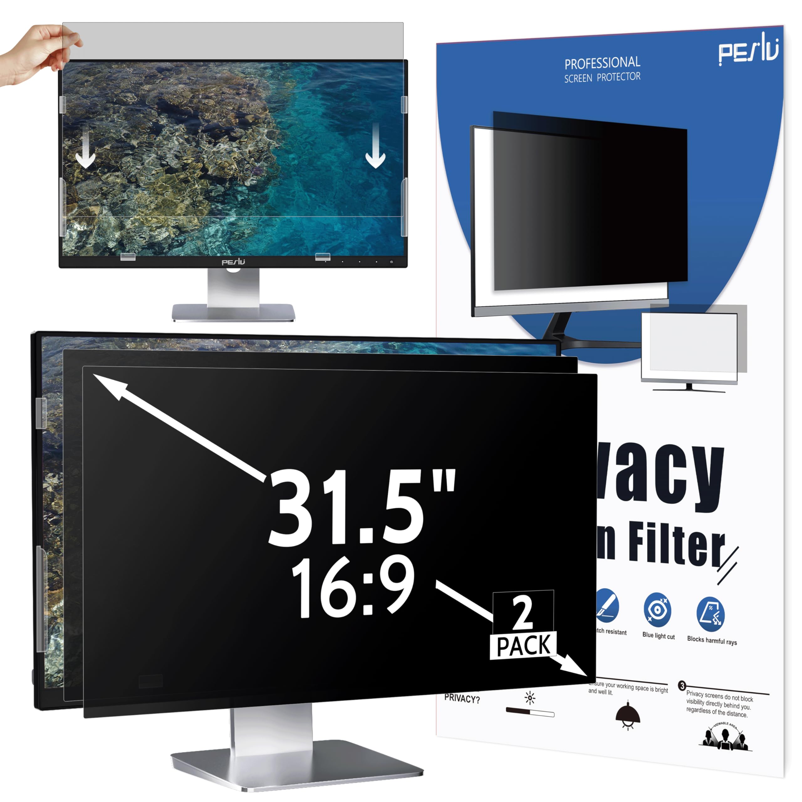 Amazon.com: [2 Pack] 31.5 Inch Privacy Screen for Computer Monitor 16:9 ...