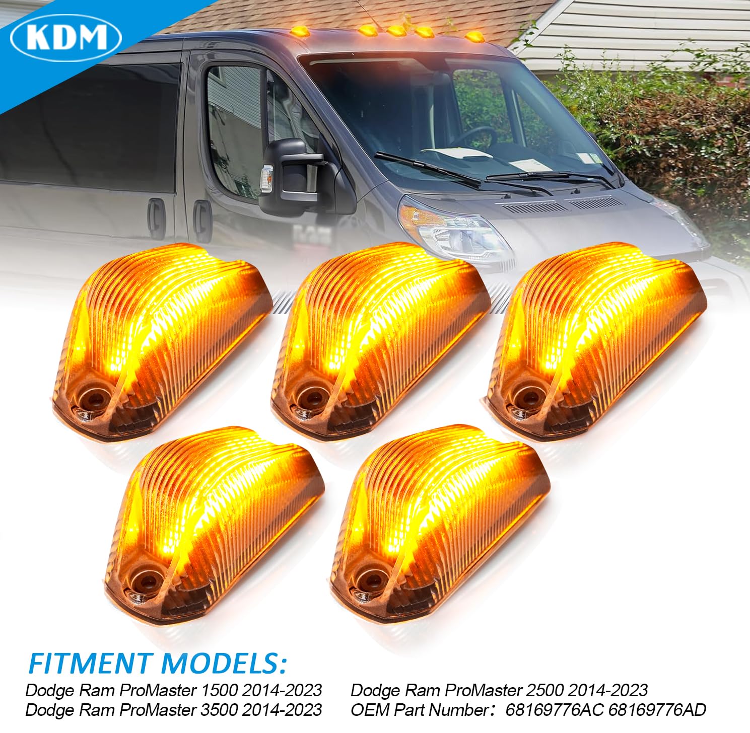 Easy Install Roof Markers 5-Piece Cab Roof Marker Lights For 2014-2023 ...