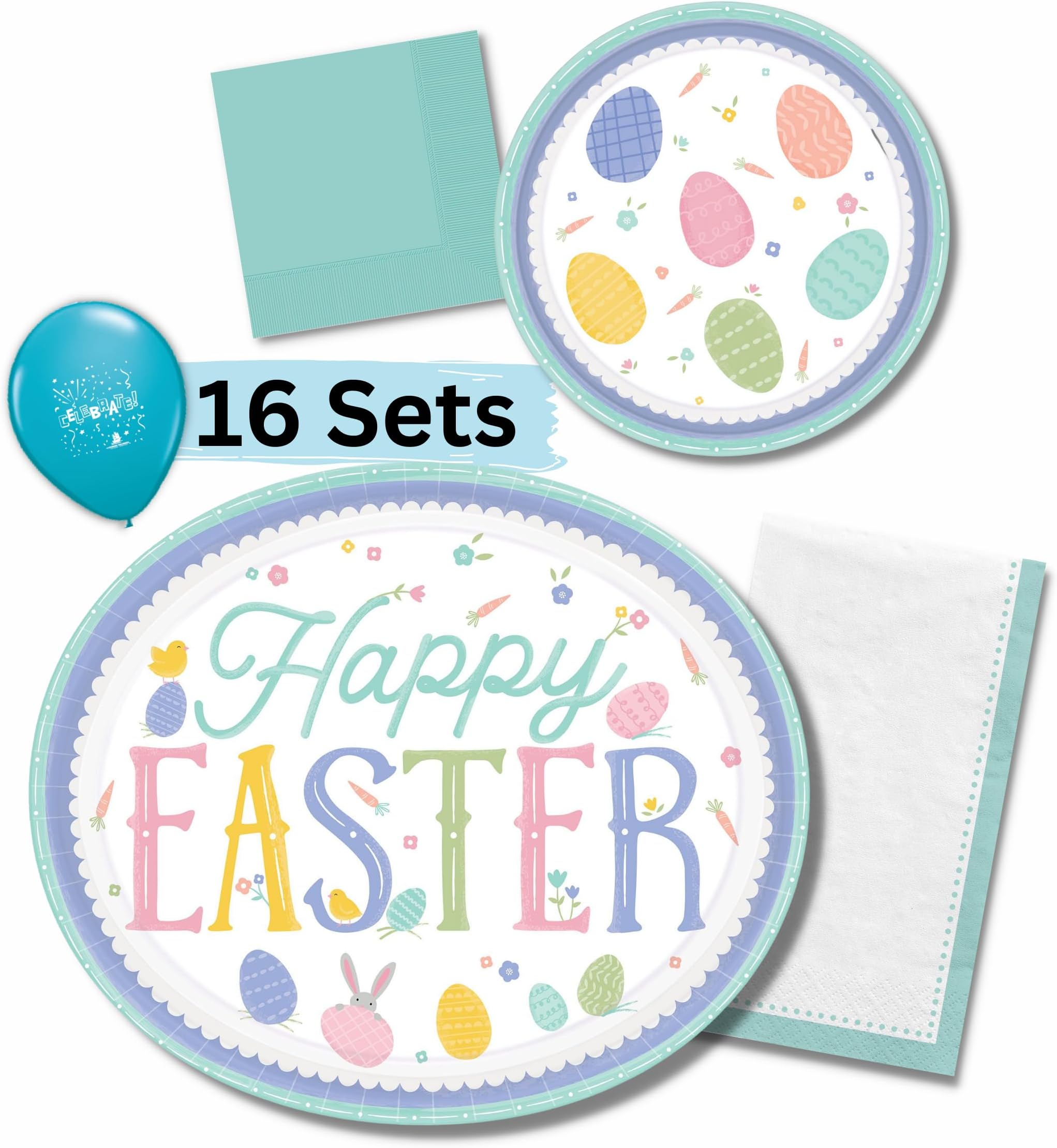Amazon.com: ZVK Easter Paper Plates and Napkins Set Disposable Party ...