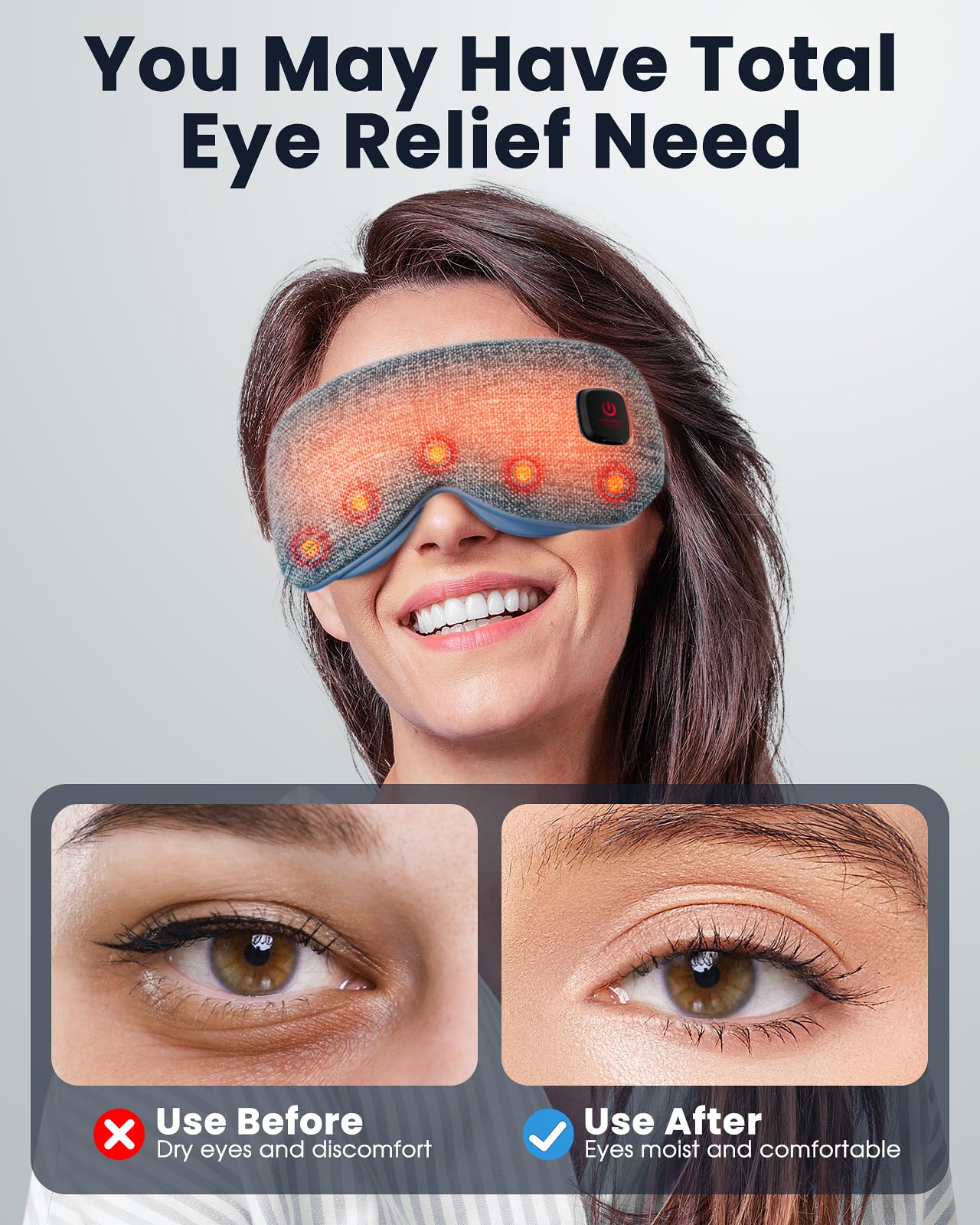 Snapklik.com : Heated Eye Mask - Cordless Eye Mask For Dry Eyes, Eye ...