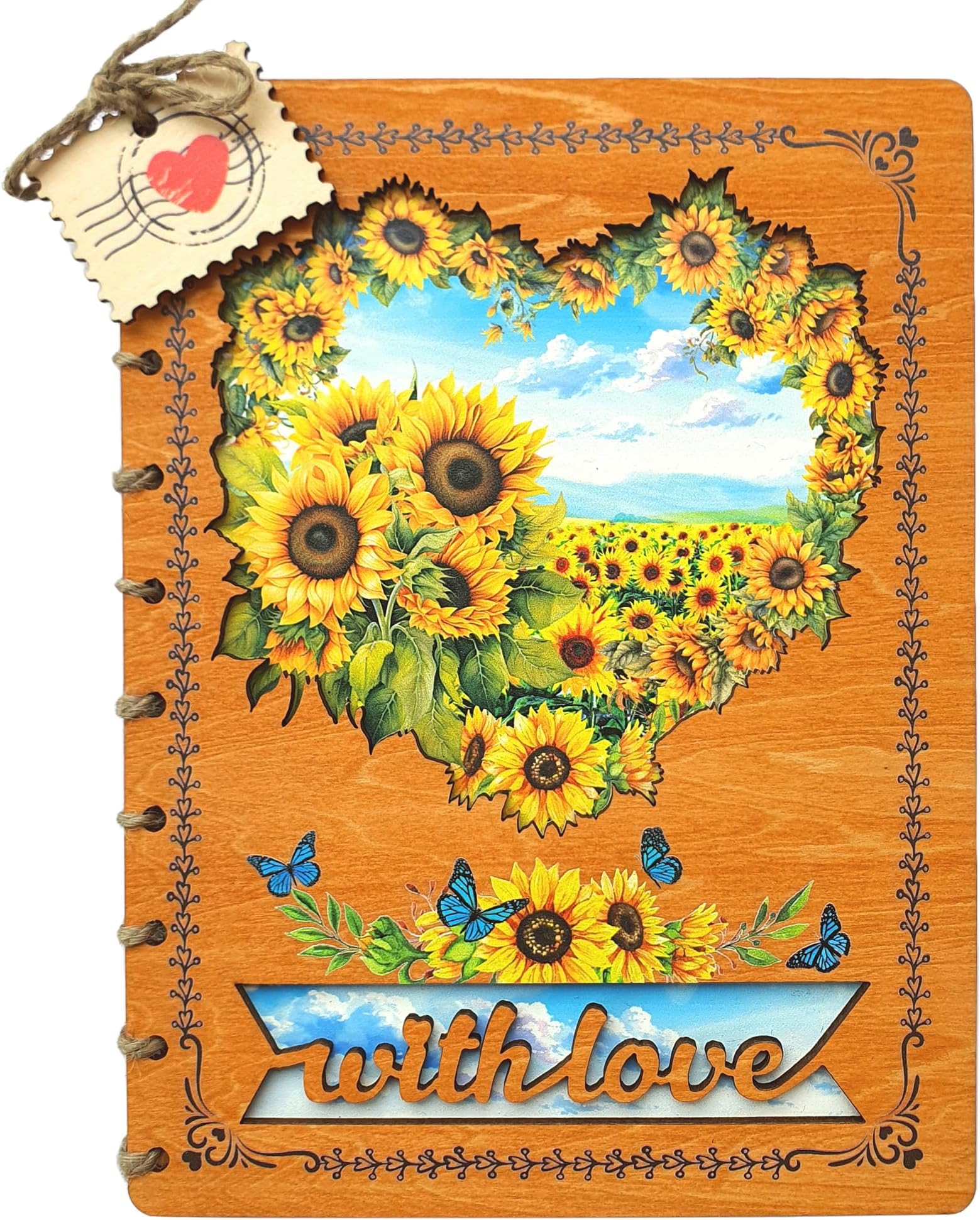 Amazon.com : ONLANKET Butterfly Sunflower Wooden Anniversary Cards 6x8 ...