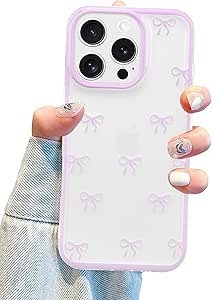 Amazon.com: Jusy Compatible with iPhone 16 Pro Max Bow Phone Case, Cute Clear White Ribbon ...