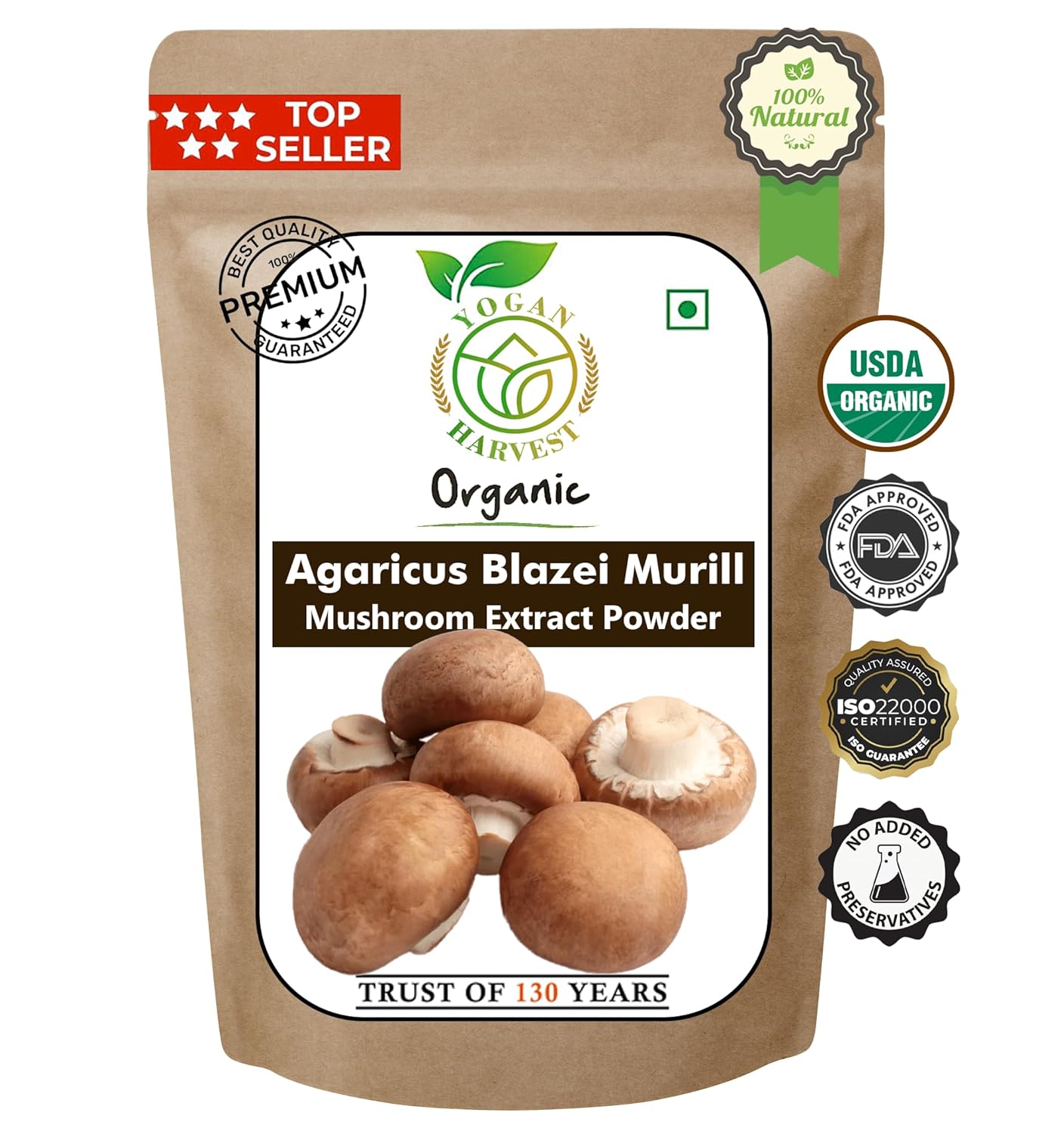 USDA Organic Agaricus Blazei Murill mushroom Extract Powder (100 gm ...