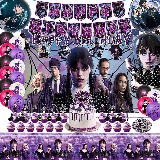 Amazon.com: Wednesday Addams Birthday Supplies, Wednesday Party ...