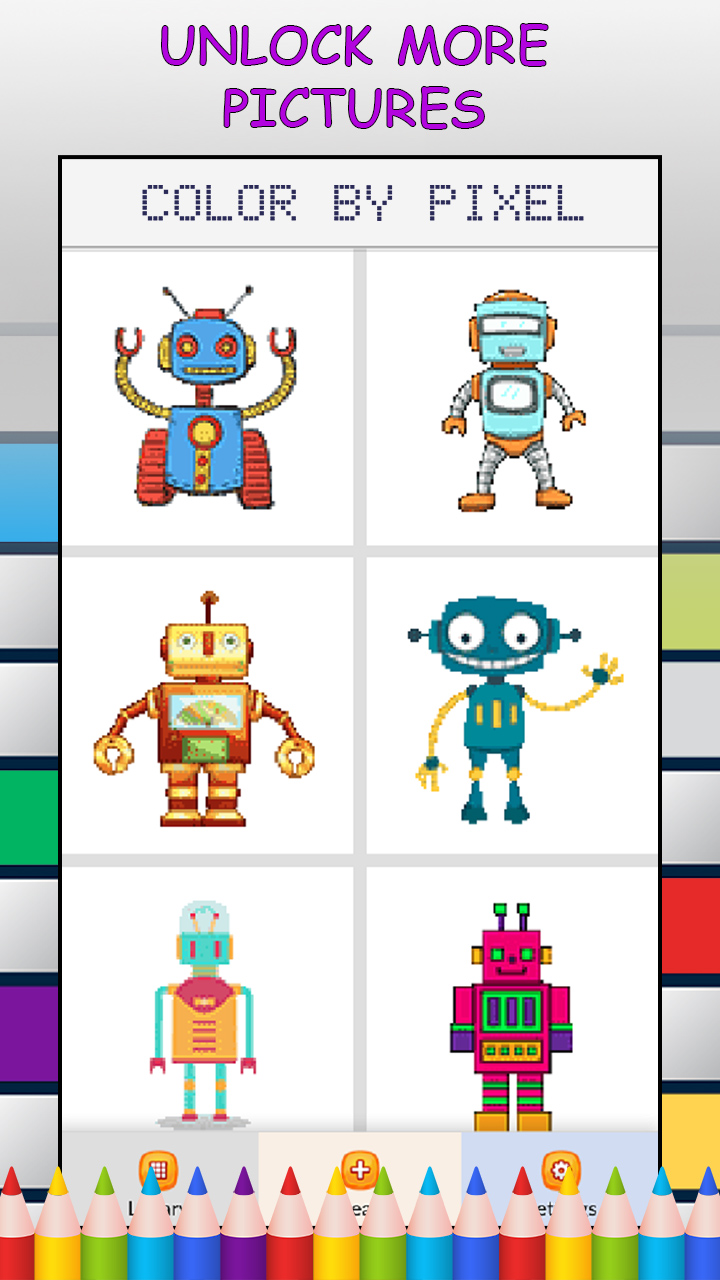 Robots Color by Number - Free Pixel Art Game - Coloring Book Pages ...