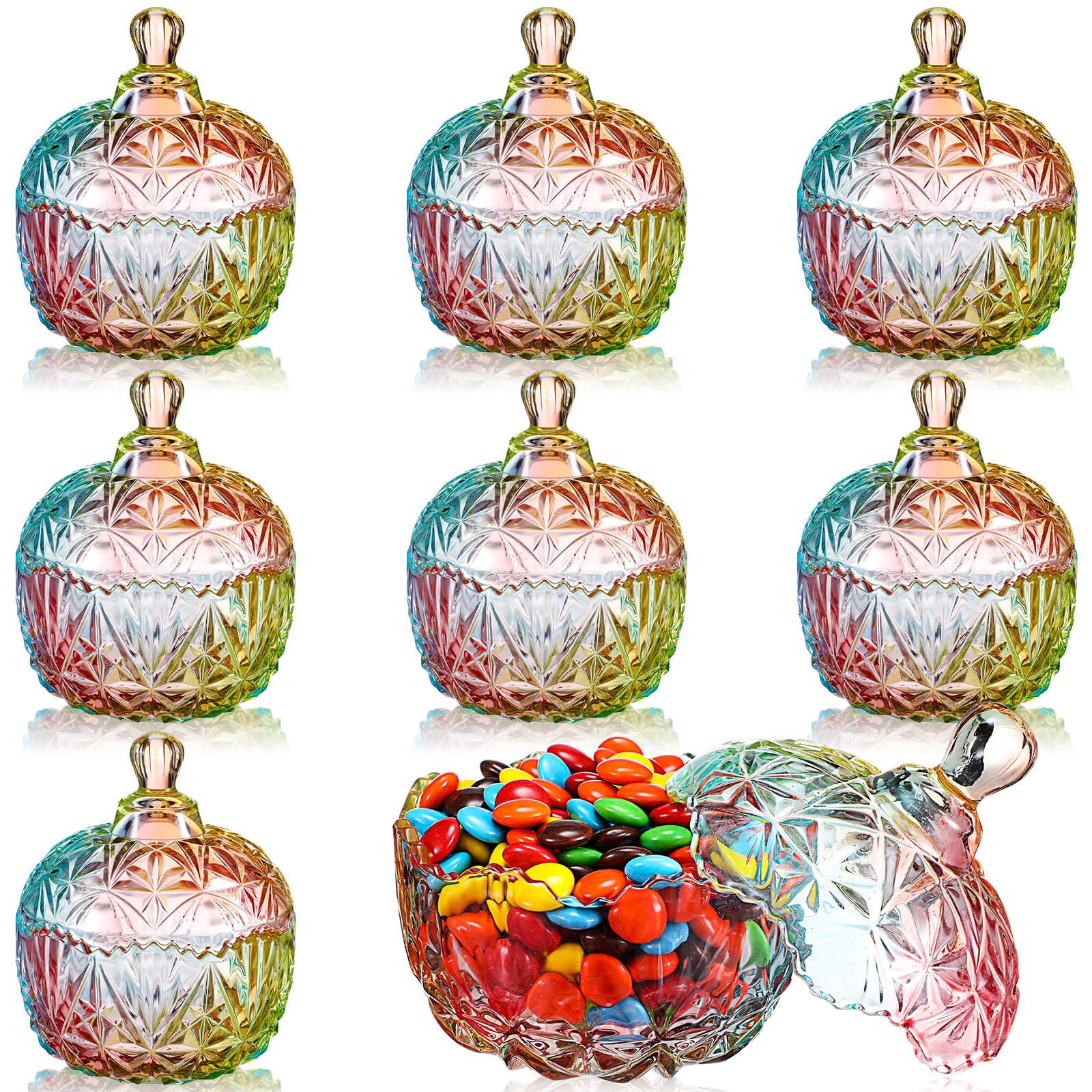 Amazon.com | Tanlade 8 Pcs Glass Candy Jar with Lids Crystal Decorative ...