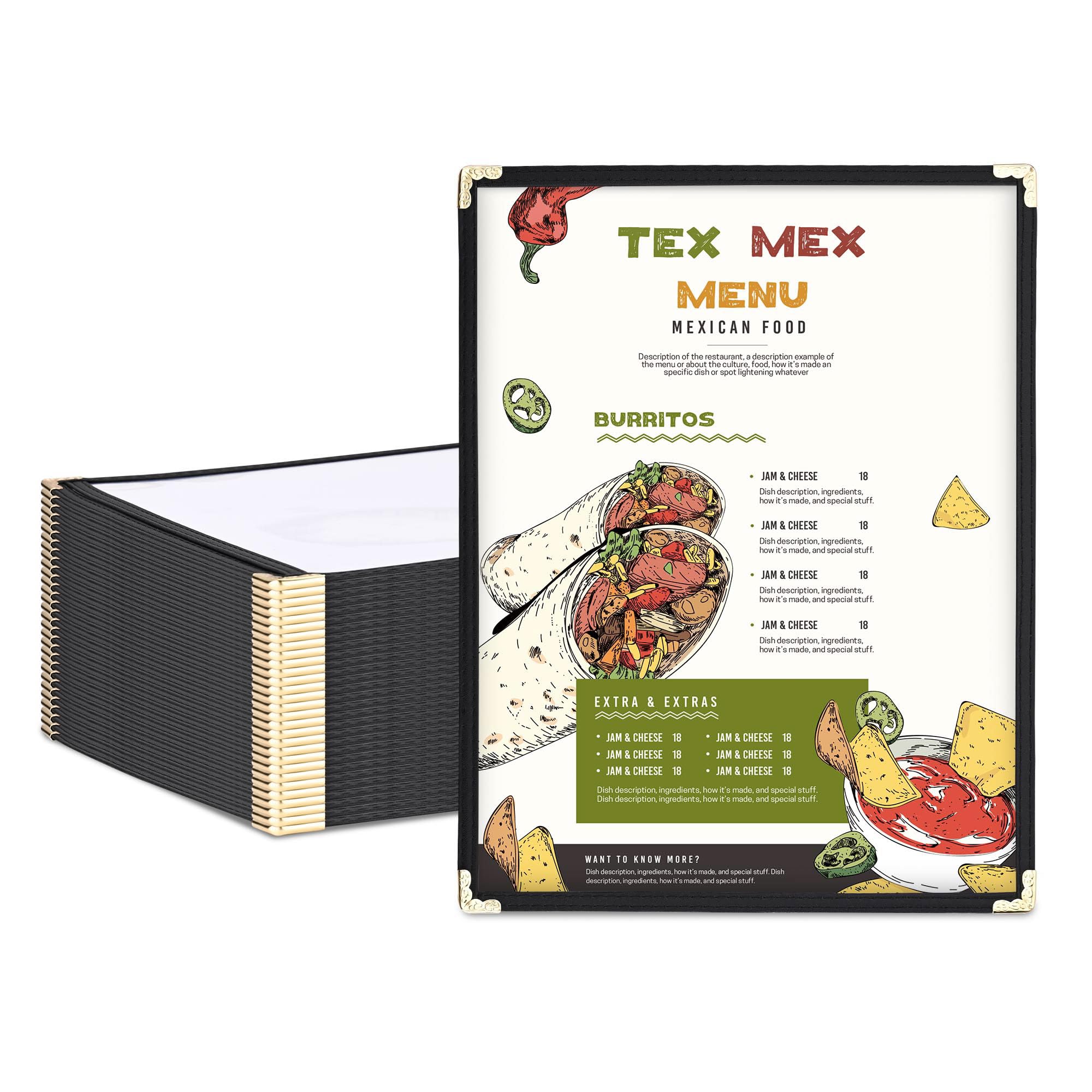 Snapklik.com : WeChef 30 Pack Restaurant Menu Covers 85x14" Menu Holder