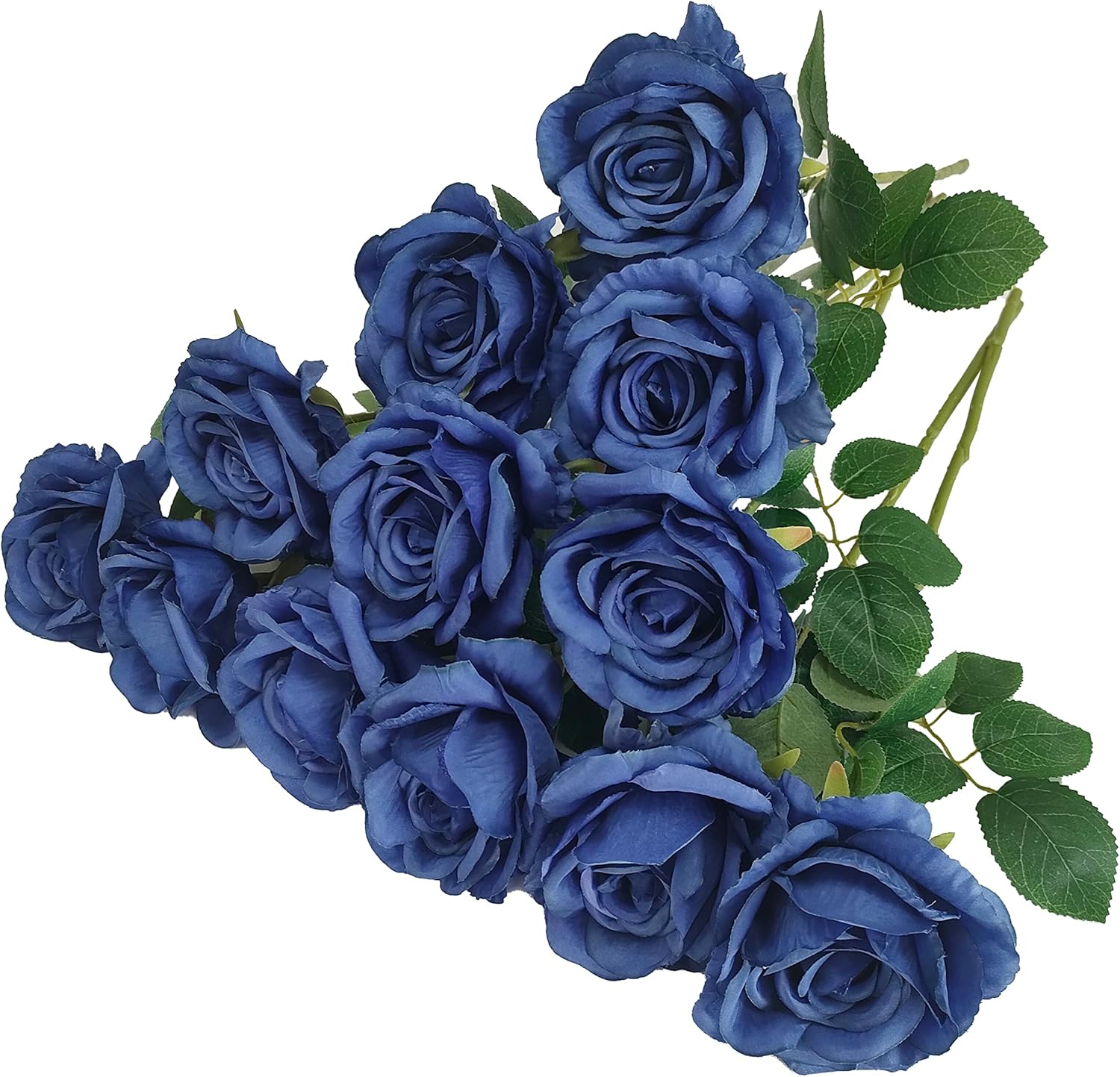 Amazon.com: ATFL Fake Deep Blue Rose Artificial Flowers,12 Pcs Silk ...