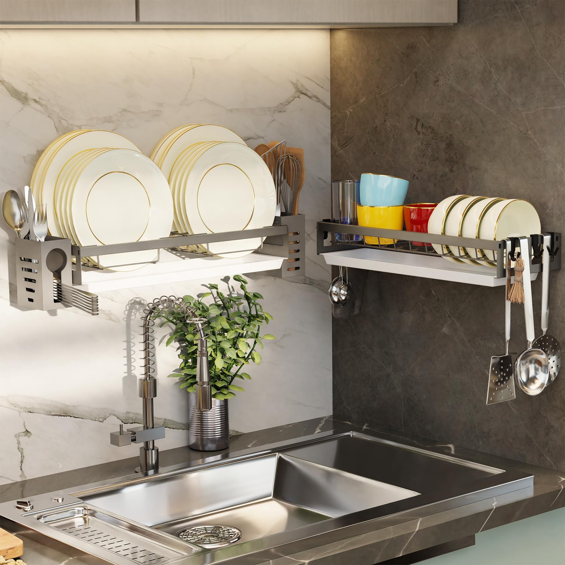 Amazon.com - JQUAL Wall Mount Foldable Dish Drying Rack Draining Dish ...